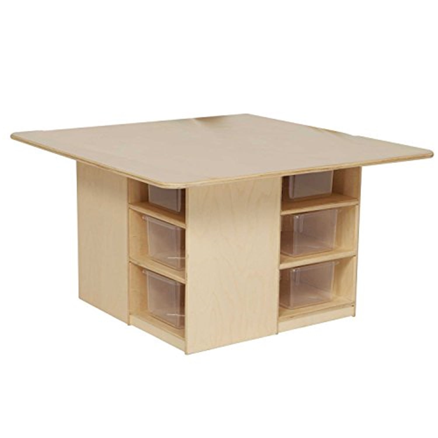 Wood Designs Cubby Table With 12 Translucent Trays - Natural - Walmart.com