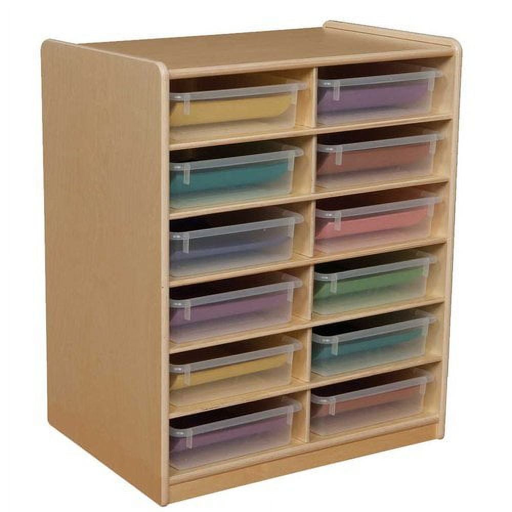 Wood Designs 12 Compartment Wooden Organizer Cubby with Trays for ...