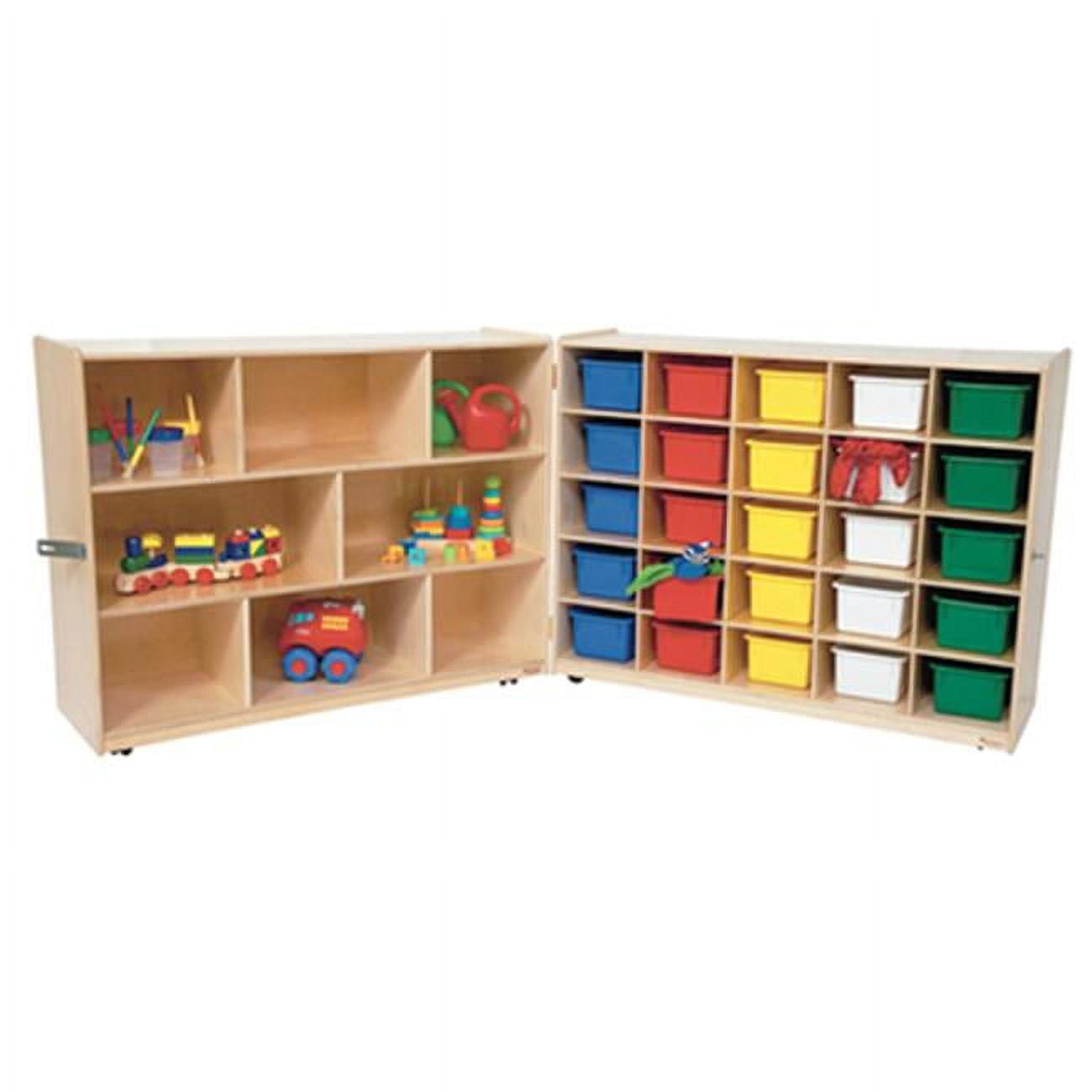 Wood Designs Shelf Folding Storage 25 Compartment Cubby with Trays ...