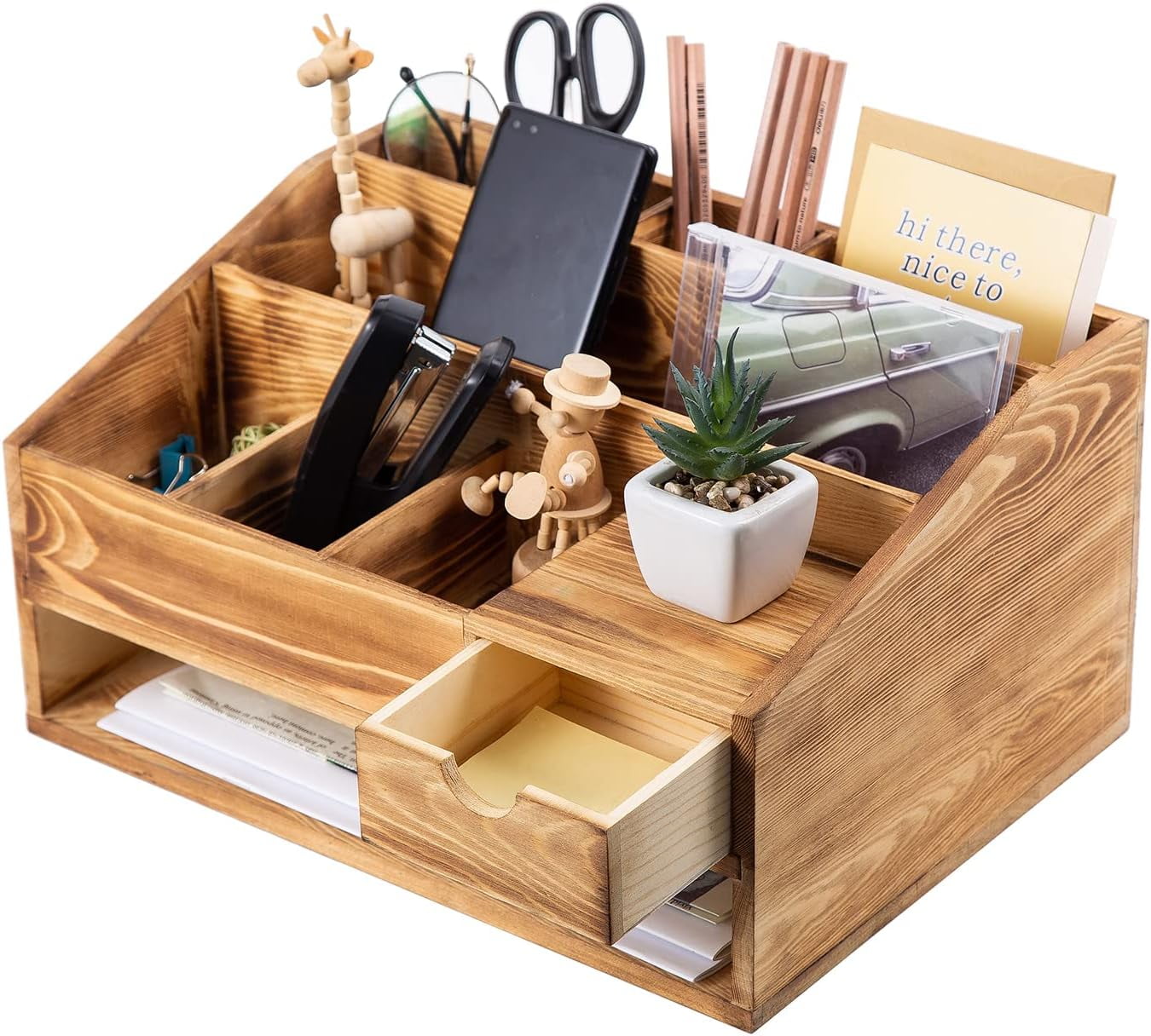 Wood Desk Drawer Organizers with File Organizer Pen holder Decor combo ...