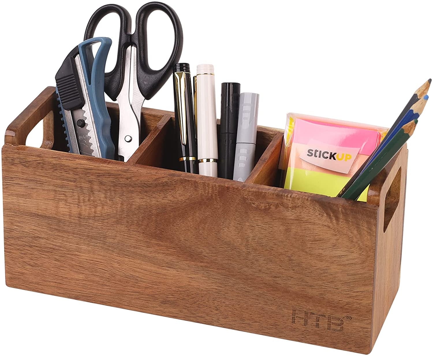 Wood Desk Organizers, Pen and Pencil Holder, Makeup Brush Organizer for ...