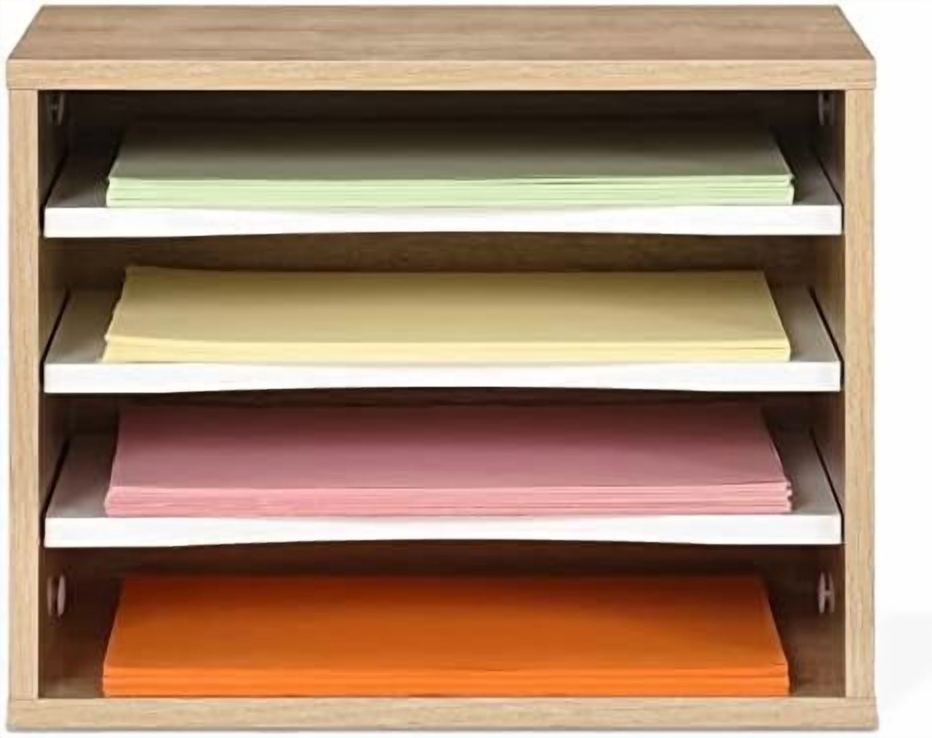 Wood Desk Paper Sorter Organizer with 4-Tier Storage, Desktop Paper ...