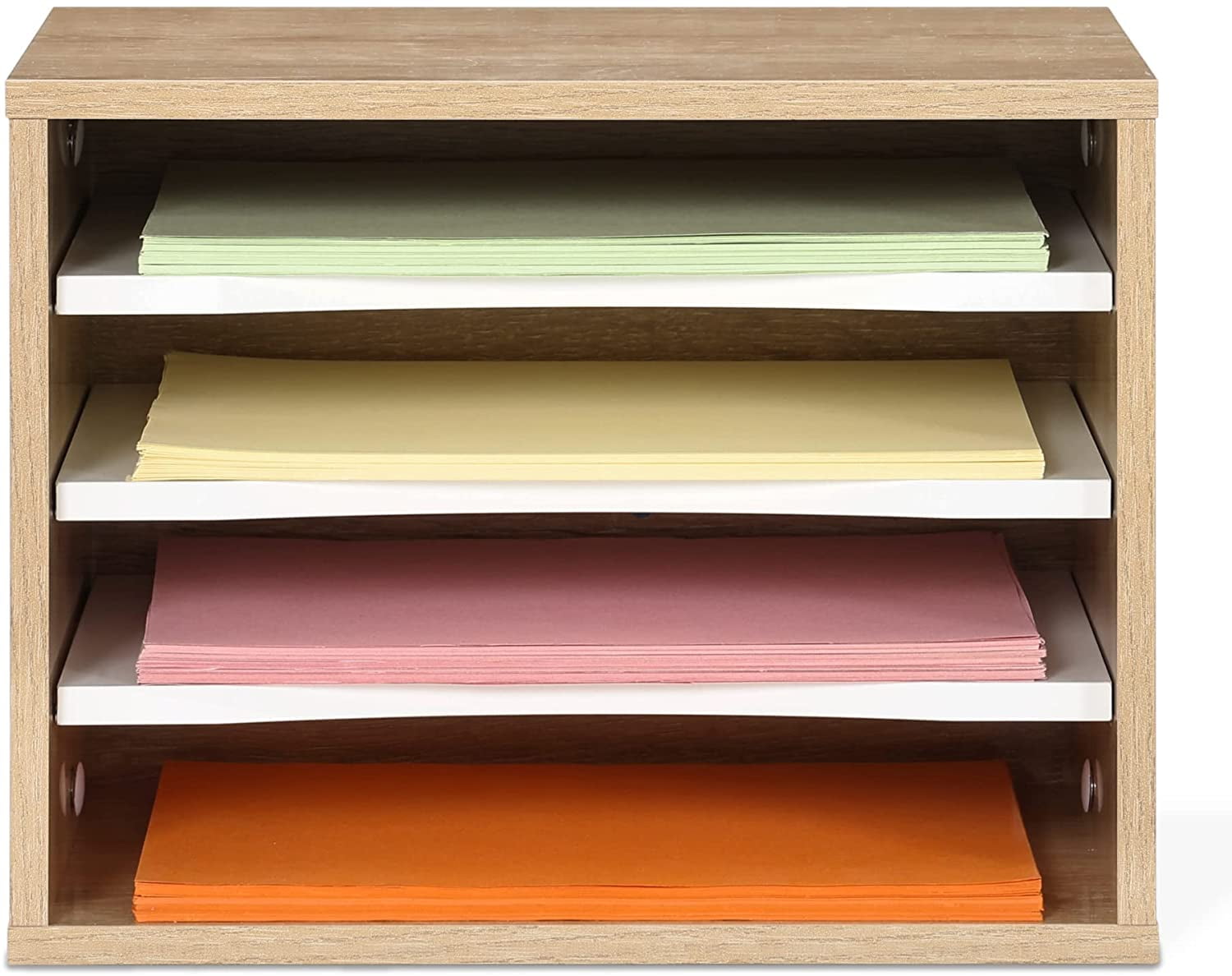Wood Desk Paper Sorter Organizer with 4-Tier Storage, Desktop Paper ...