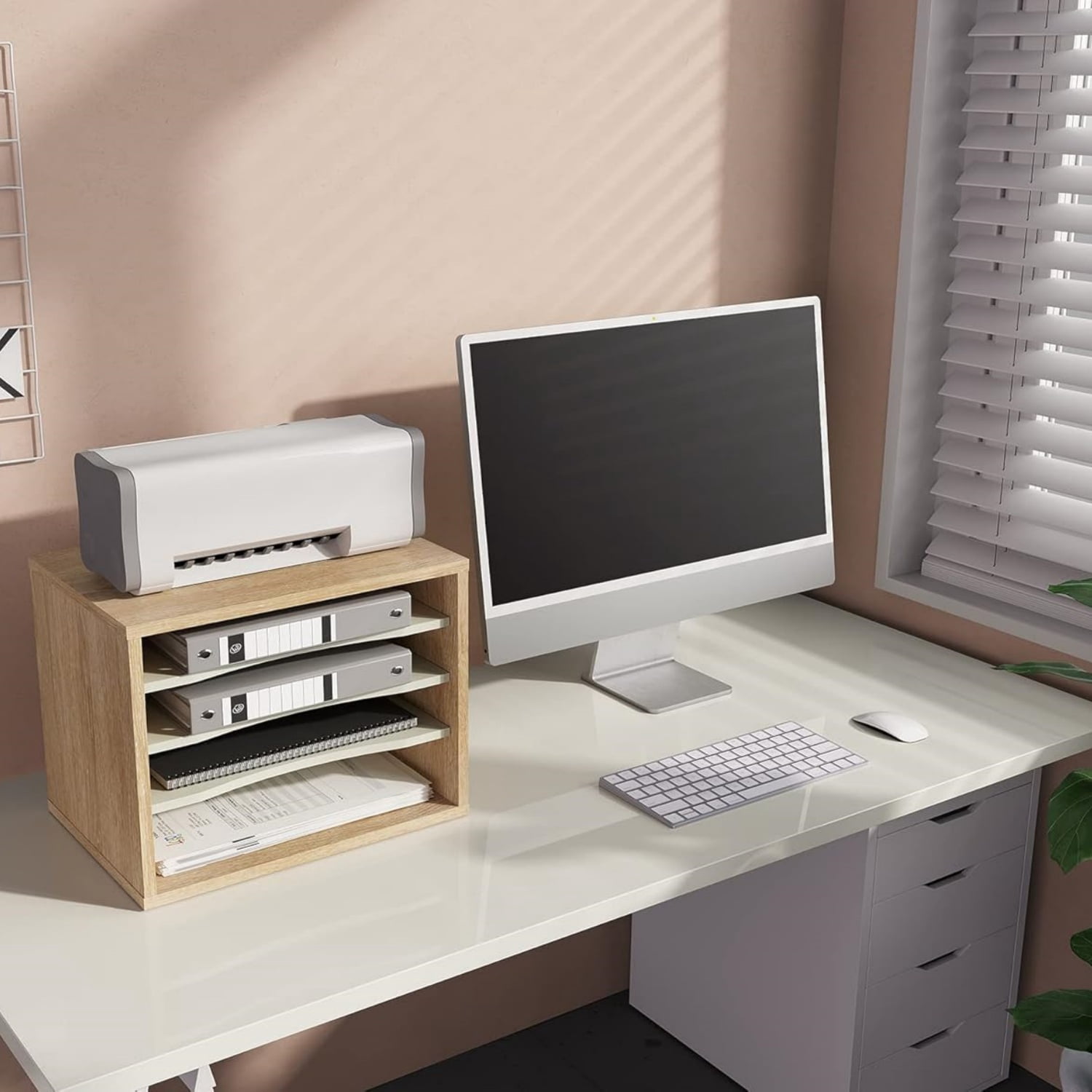Wood Desk Paper Sorter Organizer with 4-Tier Storage, Desktop Paper ...