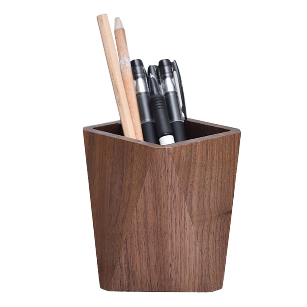 Wood Desk Pen Holder Pencil Organizer Desktop Office Pencils Stand ...