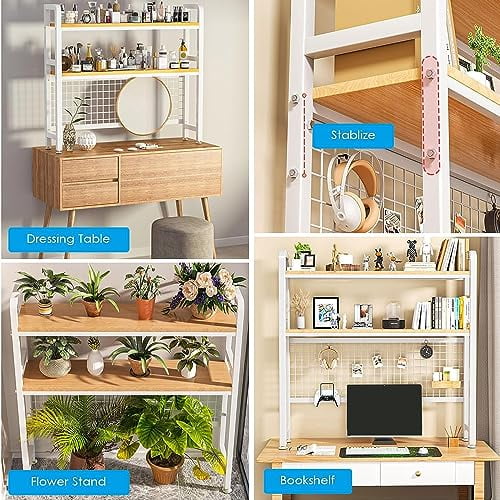 Wood Desktop Bookshelf 2-Tier for Computer Desk,Computer Desktop ...