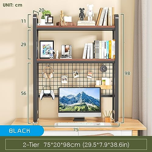 Wood Desktop Bookshelf 2-Tier for Computer Desk,Computer Desktop ...