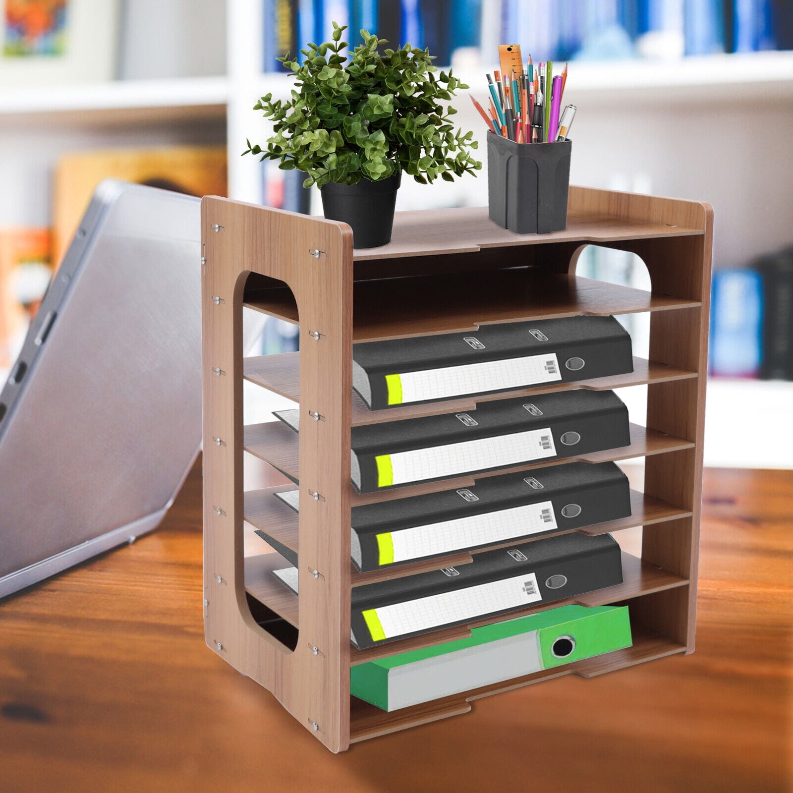 Wood Desktop Organizer Paper File Holder For Home & Office Document ...