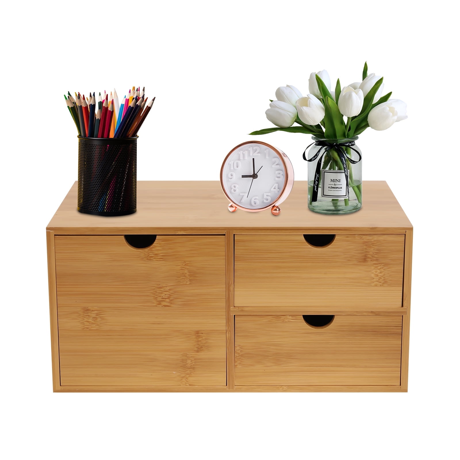Wooden Three-Drawer Desktop Organizer, Stationary & Art Supplies ...