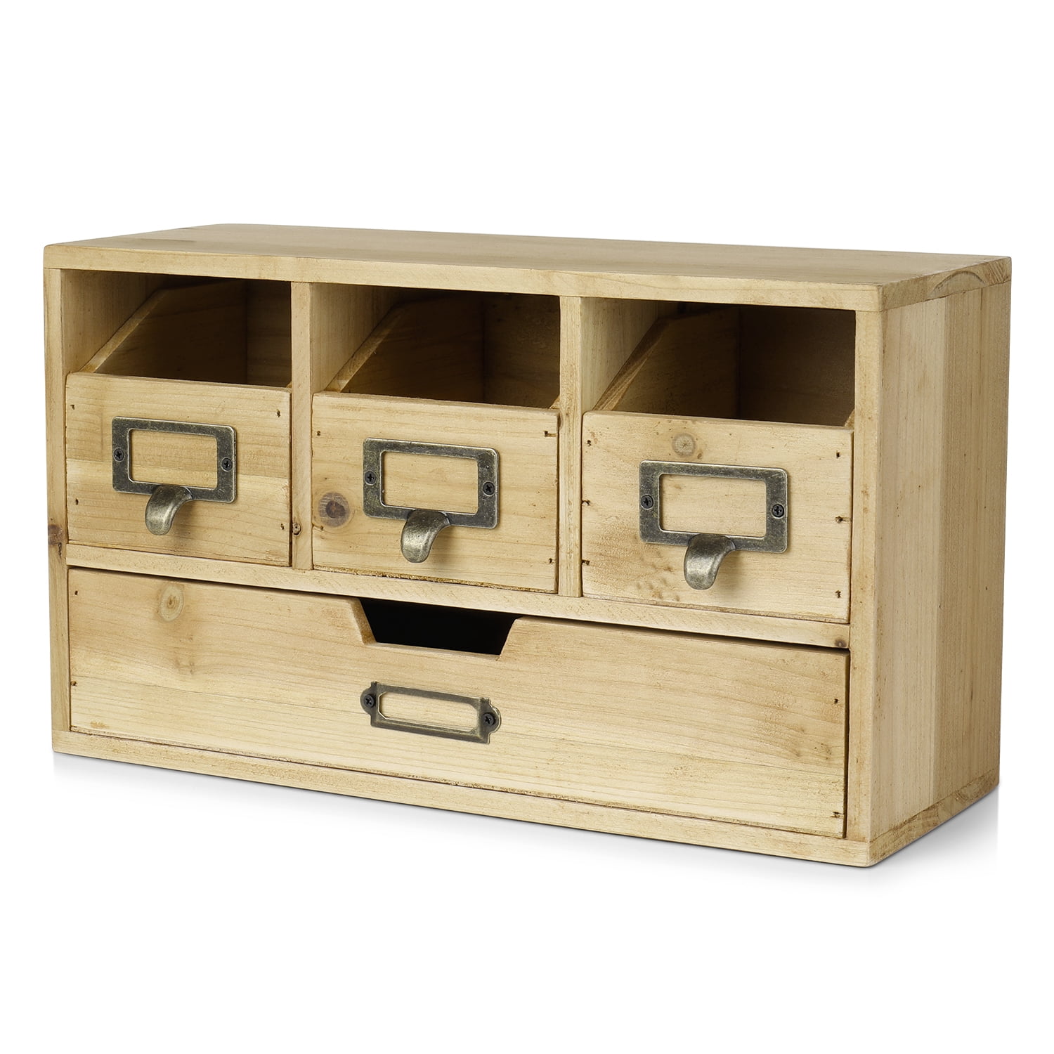 Wood Desktop Organizer with Drawers Storage Apothecary Cabinet 4 ...