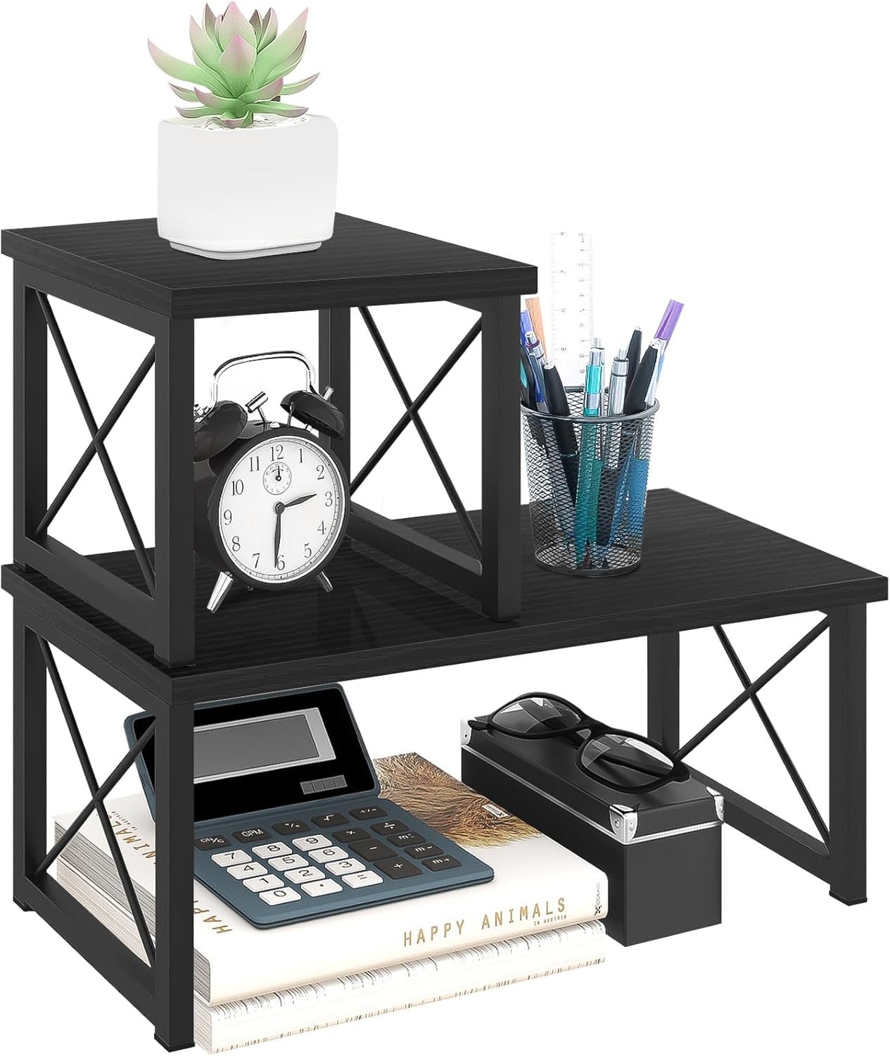 Wood Desktop Shelf, Freestanding Small Bookshelf Dorm Supplies ...
