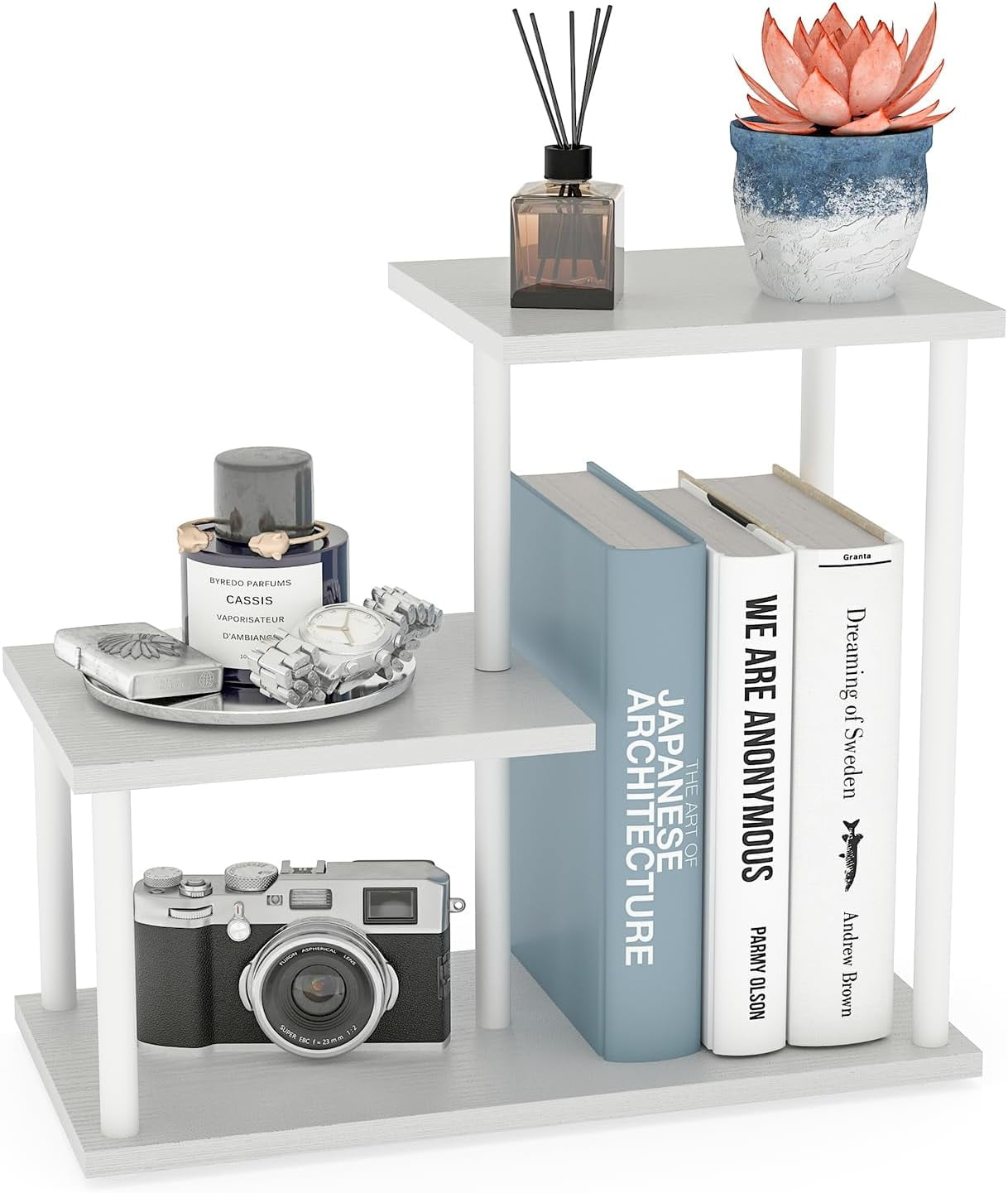 Wood Desktop Shelf Nightstand Organizer Shelves, 3 Tier Small Bookshelf ...