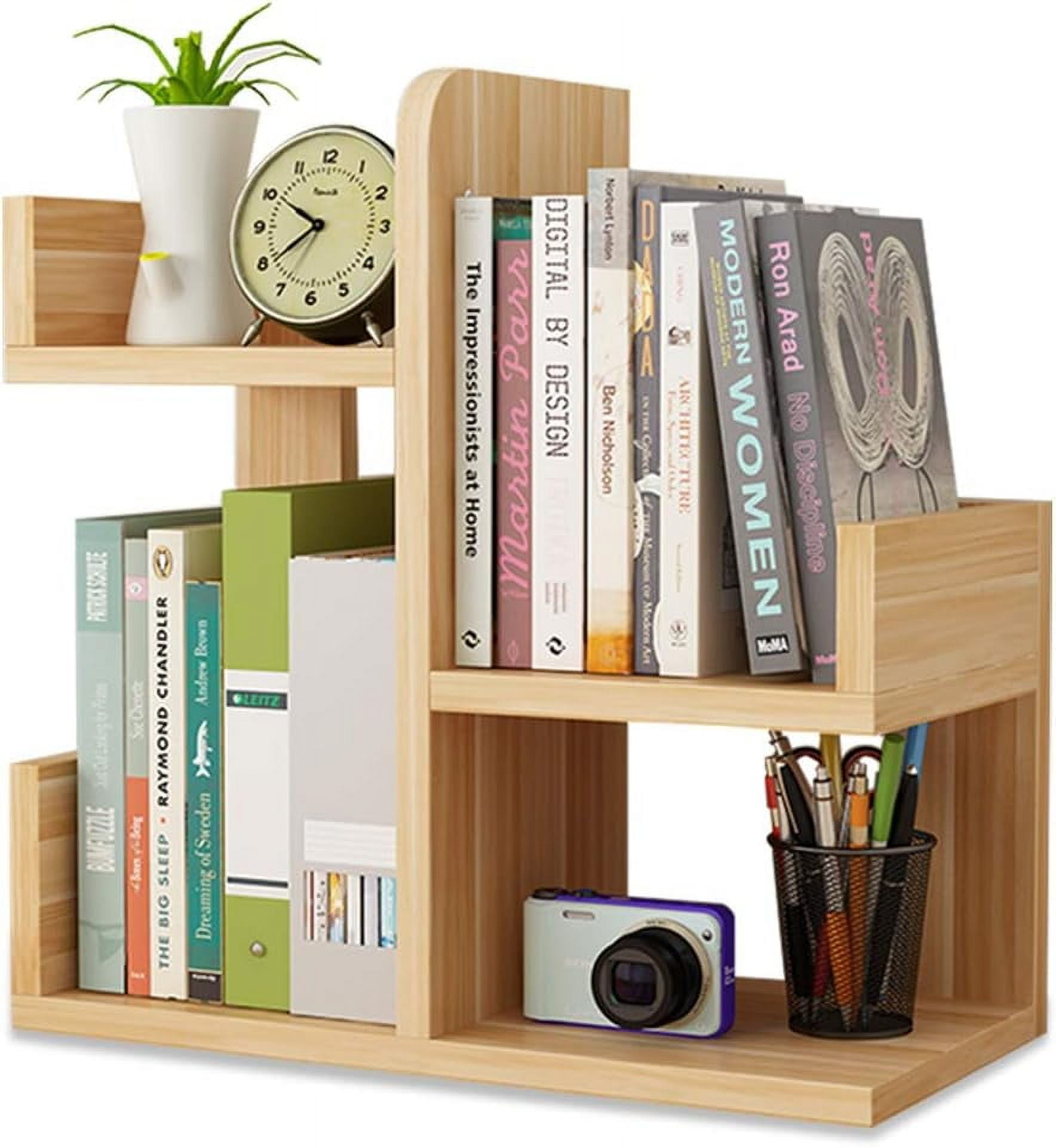 Wood Desktop Shelf Small Bookshelf Assembled Countertop Bookcase ...