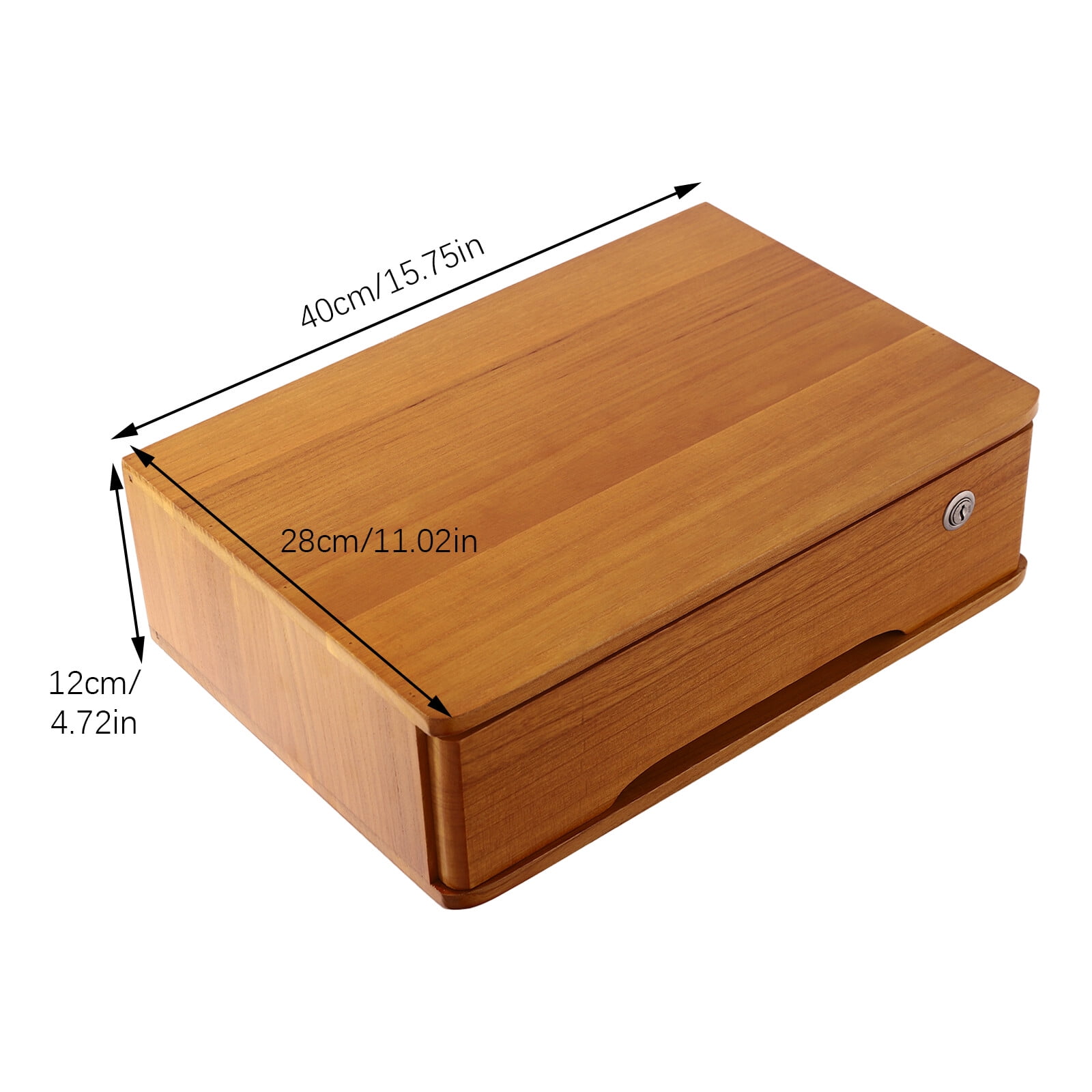 Wood Desktop Storage Box with Lockable Drawer Wooden Yellow Desktop ...