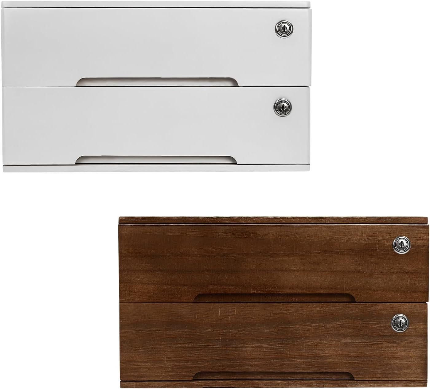 Wood Desktop Storage Cabinet, 2-Tier Wooden Lockable Storage Box ...