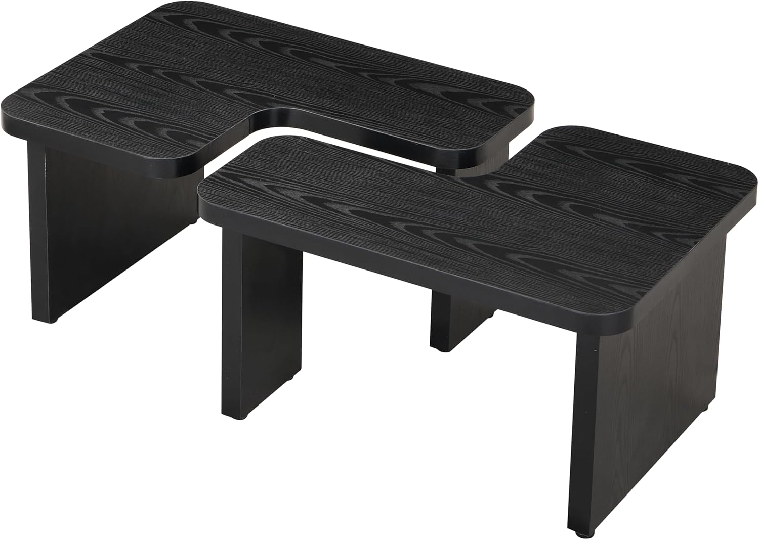 Wood Detachable Coffee Table, L-Shape Farmhouse Style Convertible ...