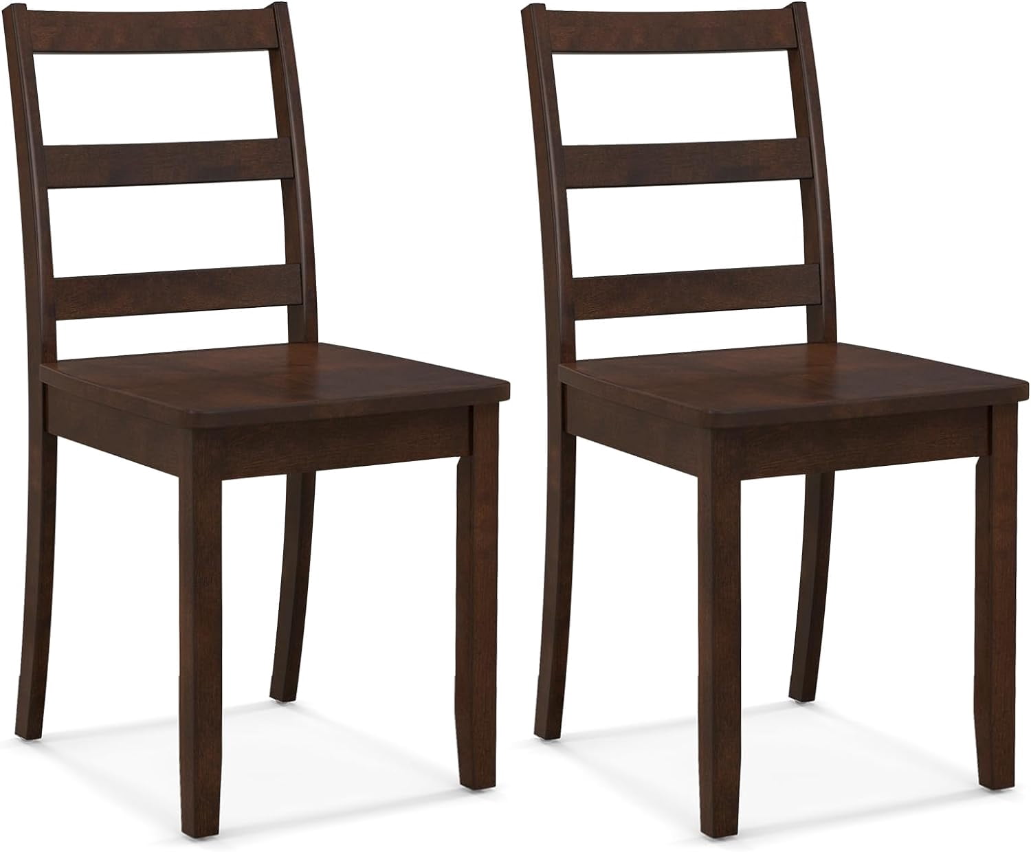 Wood Dining Chairs Set of 2 Walnut - Wooden Armless Kitchen Chairs with ...