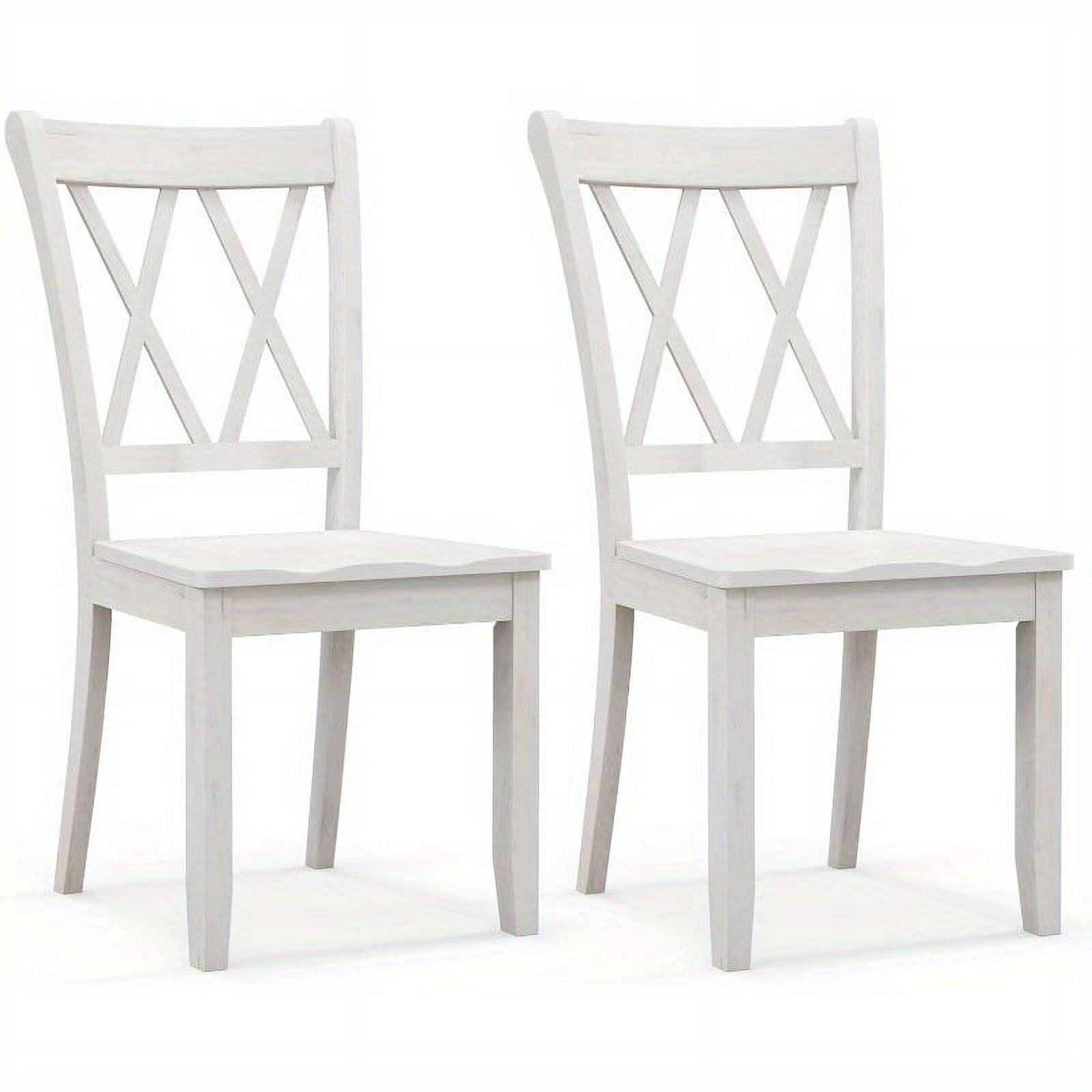 Wood Dining Chairs Set of 2 White Armless Kitchen Chairs w Rubber Wood ...