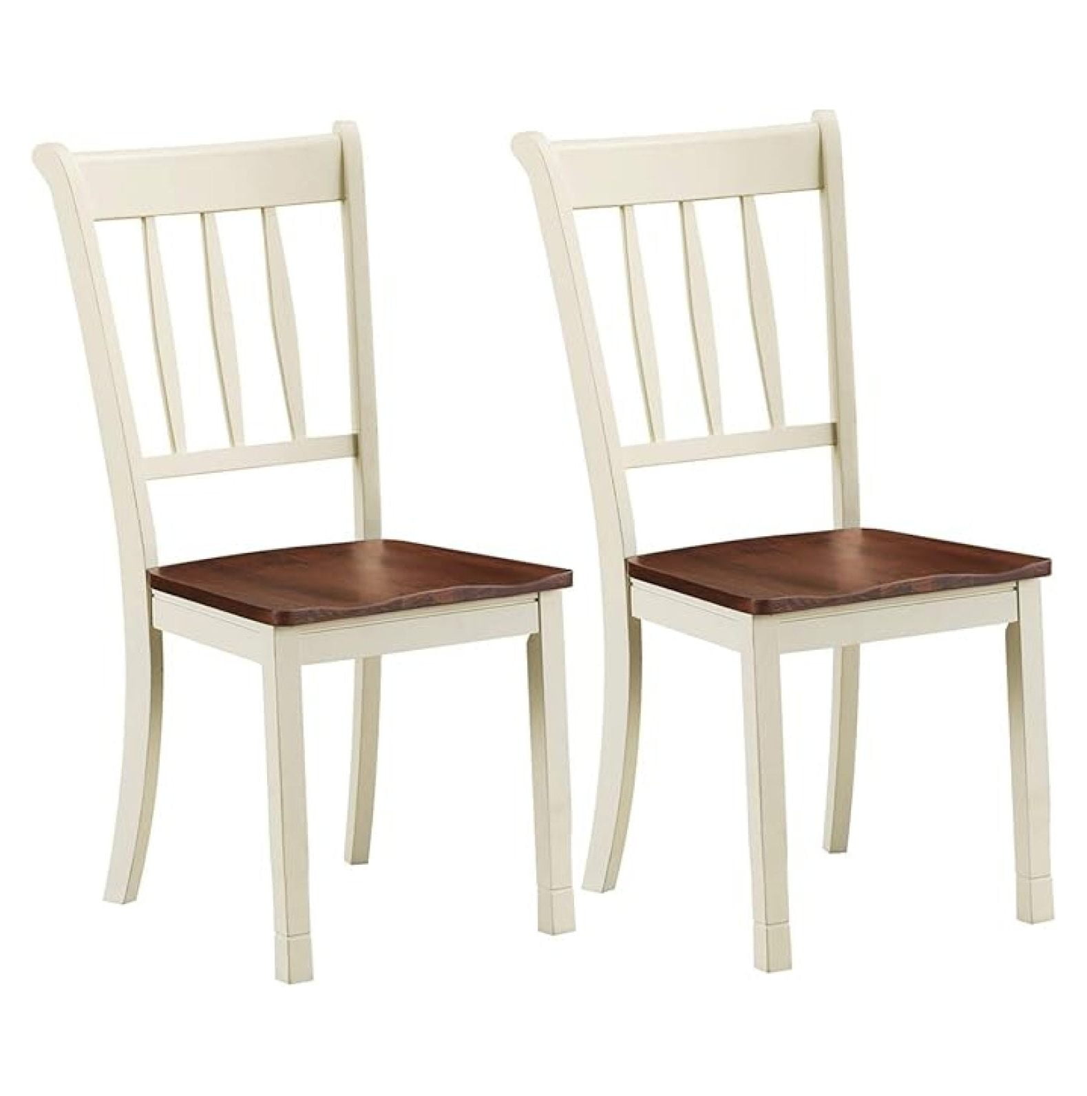 Wood Dining Chairs Set of 2, Armless Kitchen Chairs w/Solid Rubber Wood ...