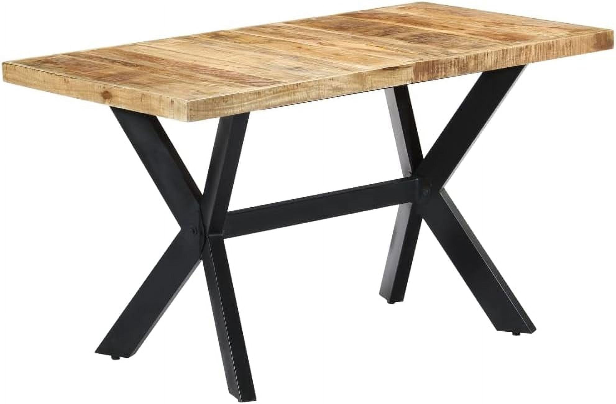 Wood Dining Table, Solid Rough Wood Construction, Industrial ...