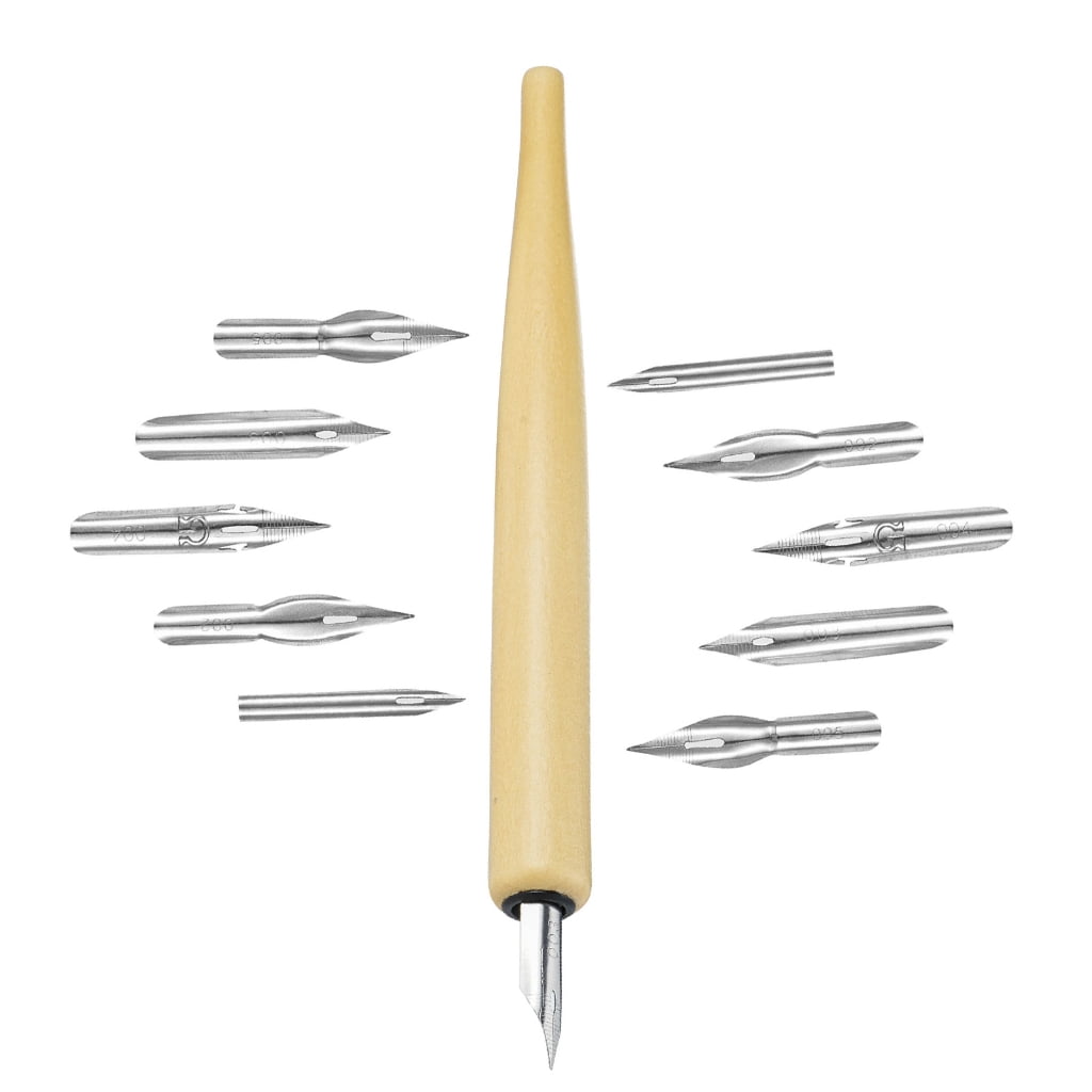 Wood Dip Pen Holder with 5 Replaceable Tip Wood Fountain Inks Pen for ...