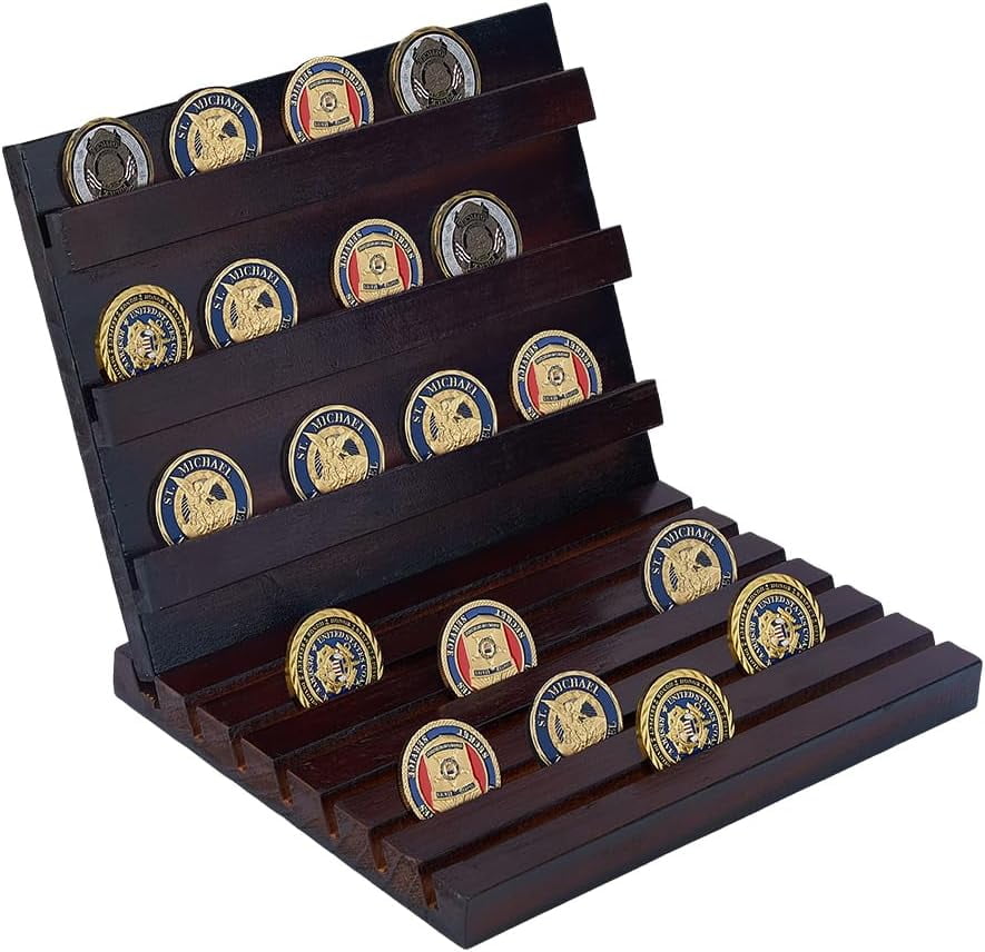 Wood Display Holder for Commemorative Coin Coconut Brown 240x190x200mm ...