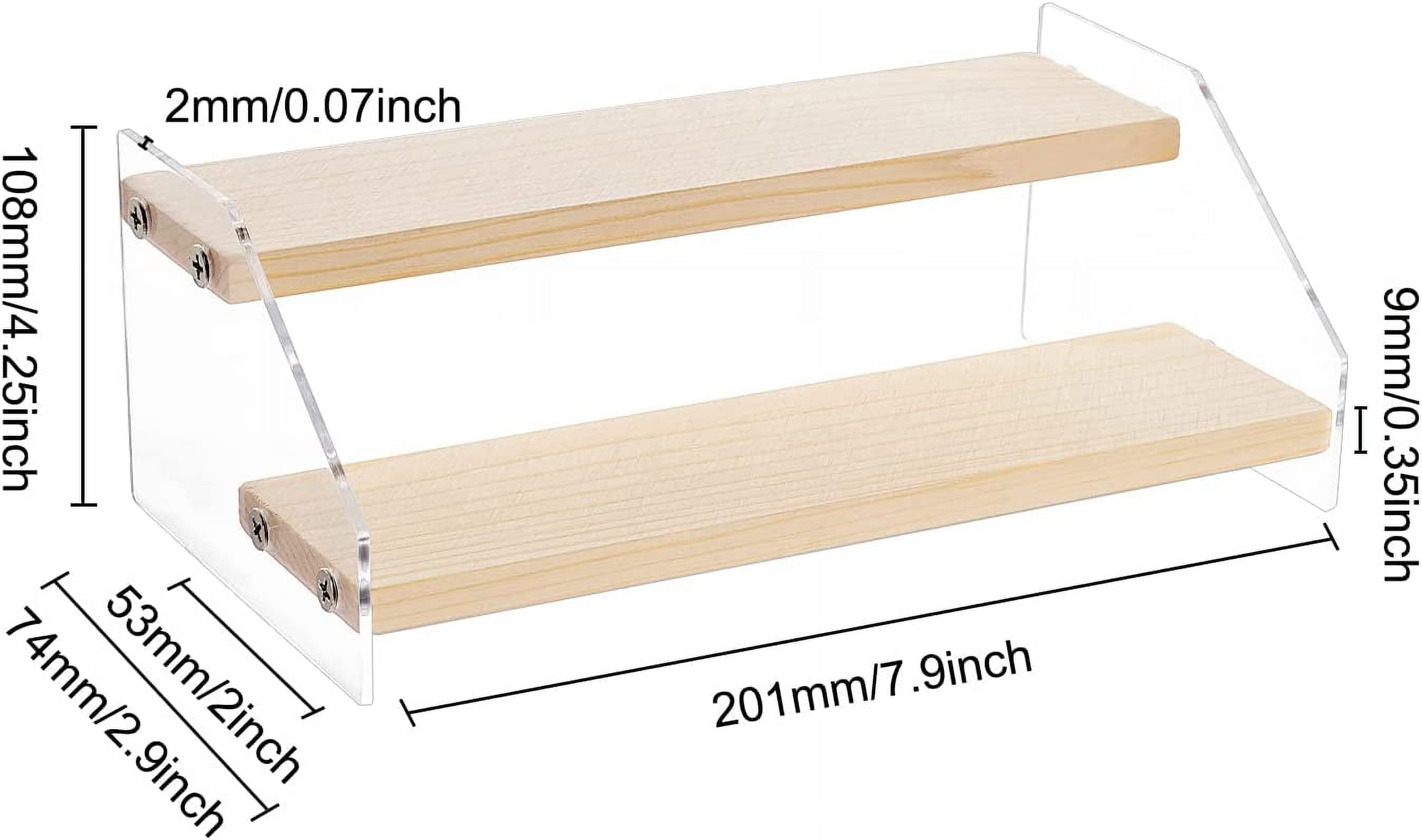 Wood Display Stand 2-Step Wood Shelf Display Shelves 8x2 inch 2-Tier ...
