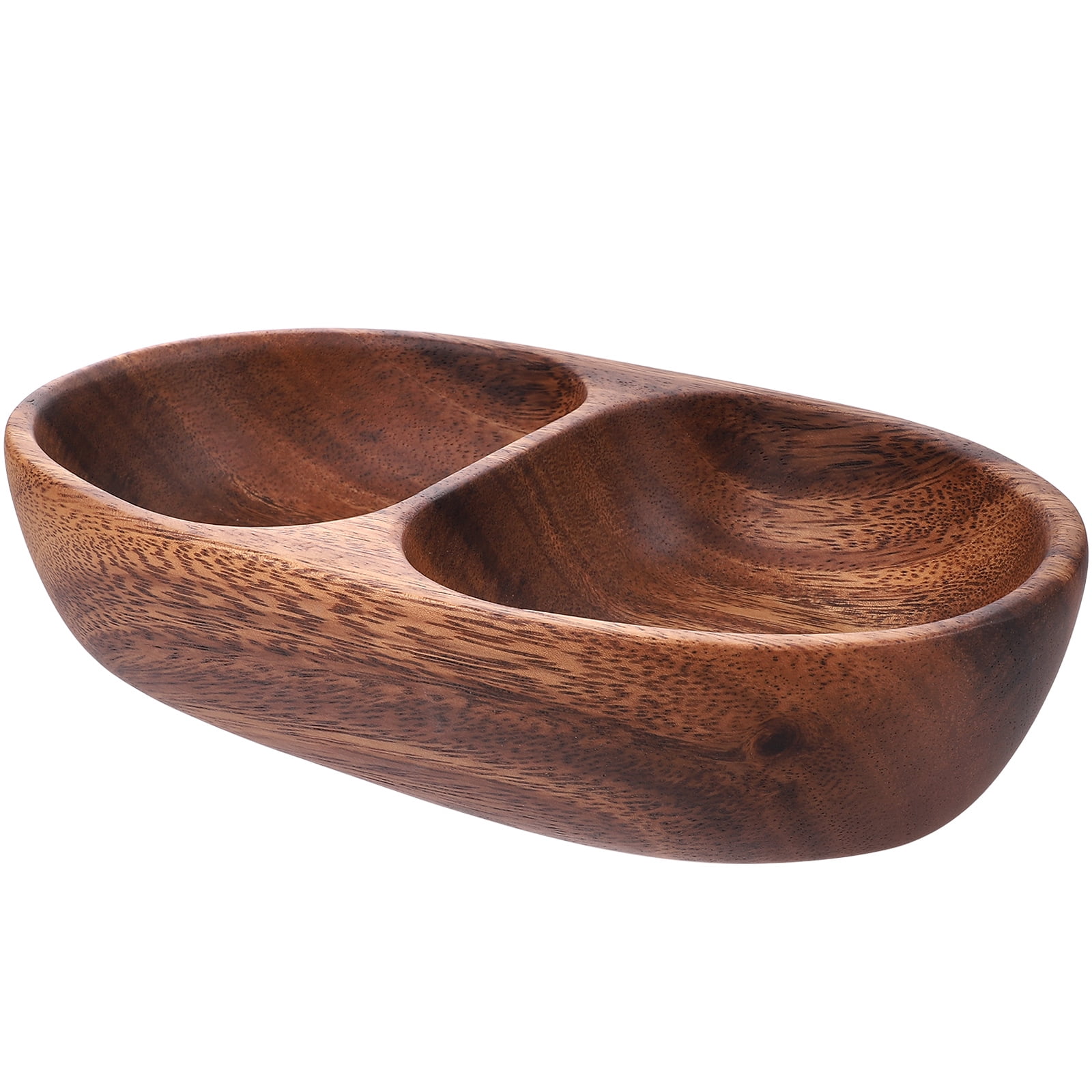 Wood Divided Food Plate Snack Serving Compartment Dish Salad Food ...