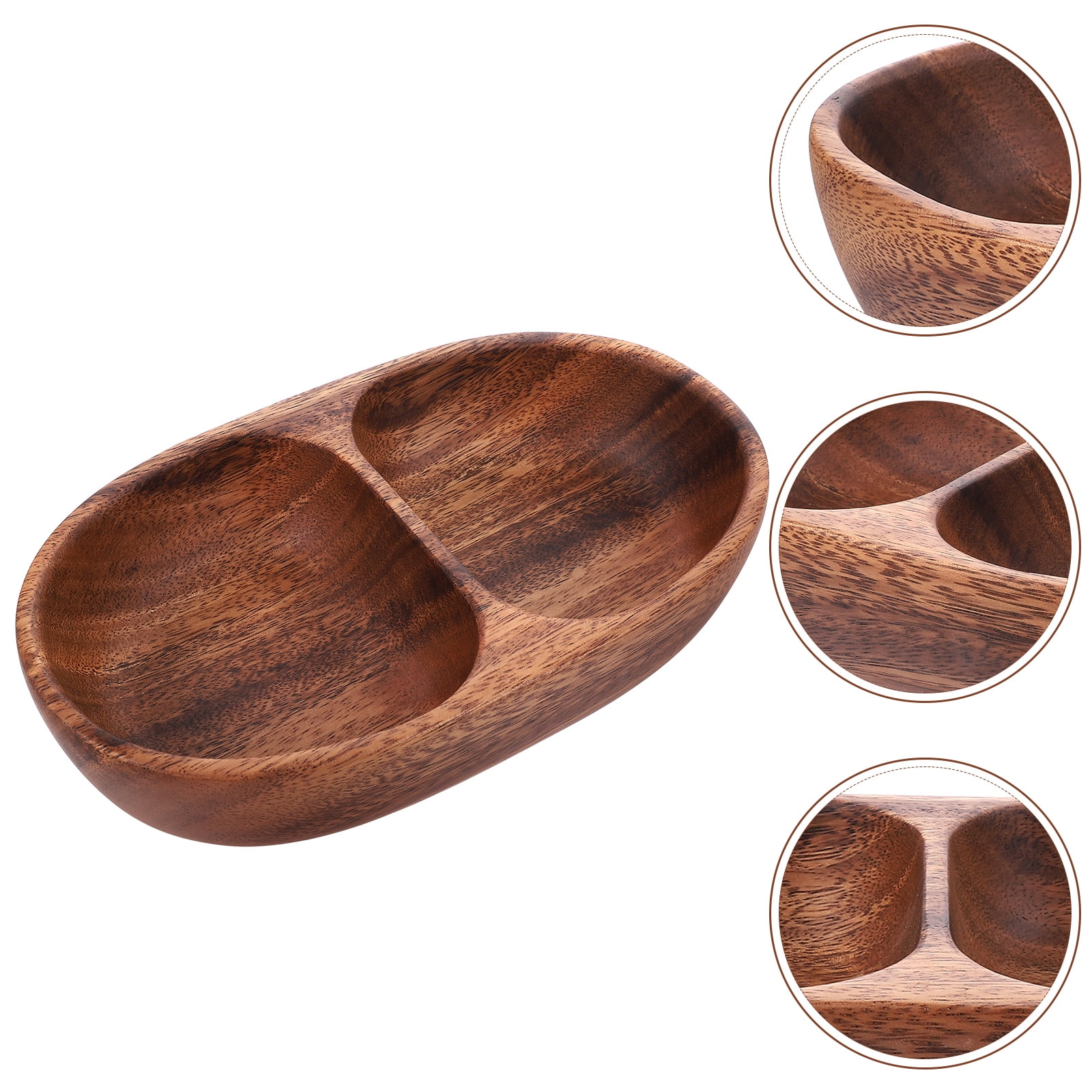 Wood Compartment Dish for Home Dark Brown Storage Bowl Ideal for Snacks ...