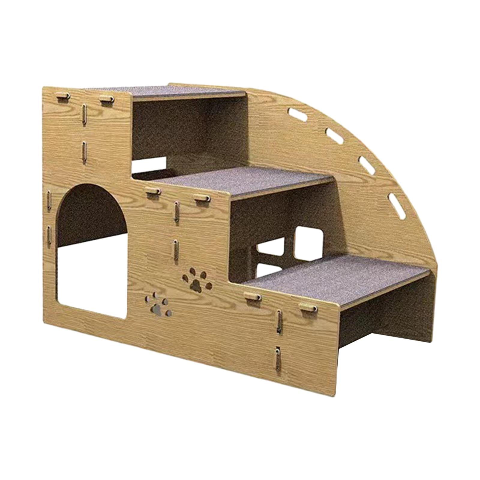 Wood Dog Steps Dog Stairs 3 Tiers Durable Accessory for Bed Couch Sofa ...