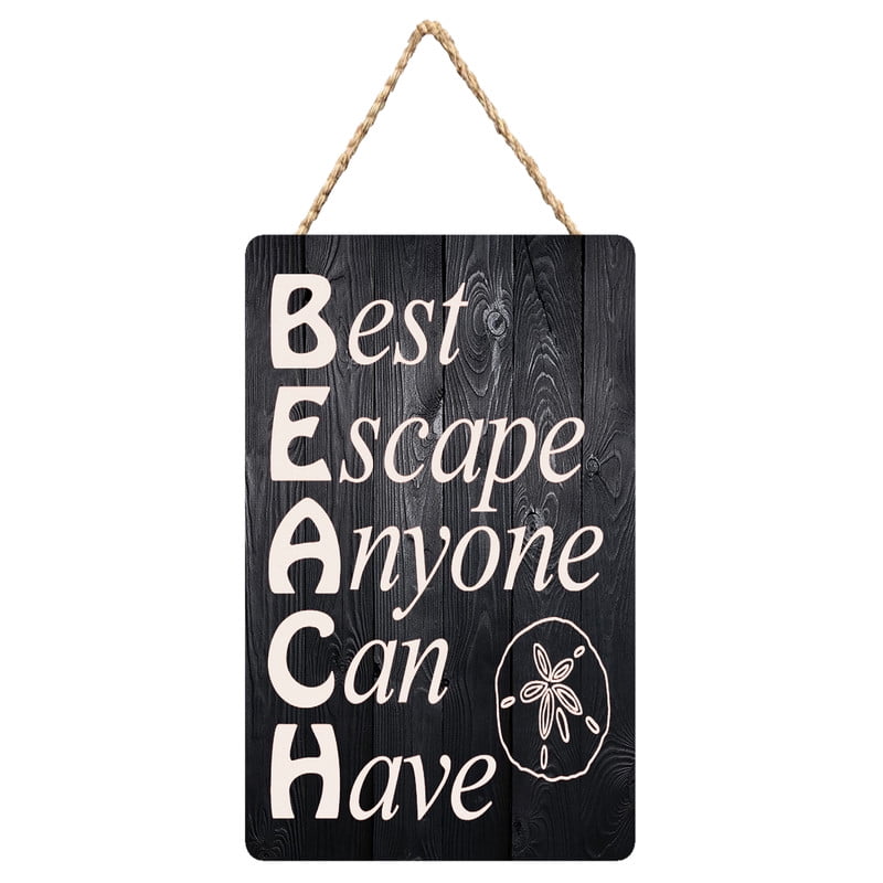 Wood Door Sign Beach - Best Escape Anyone Can Have Sign Hanging Printed ...