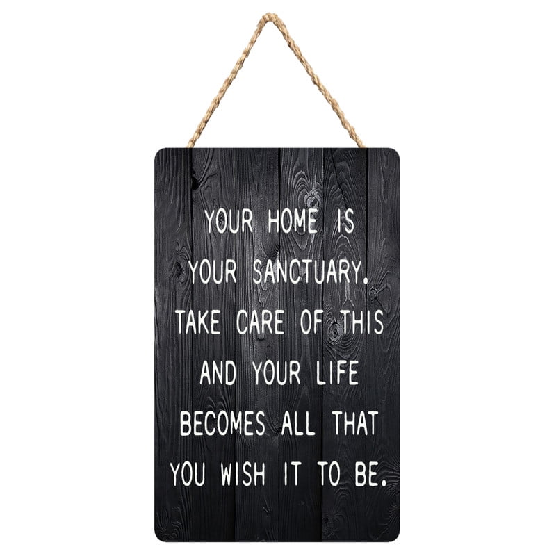 Wood Door Sign Your Home Is Your Sanctuary Sign Hanging Printed Wooden ...