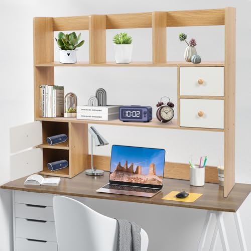 Wood Dorm Desktop Storage Rack, Office Desk Bookshelf Holder, Desktop ...