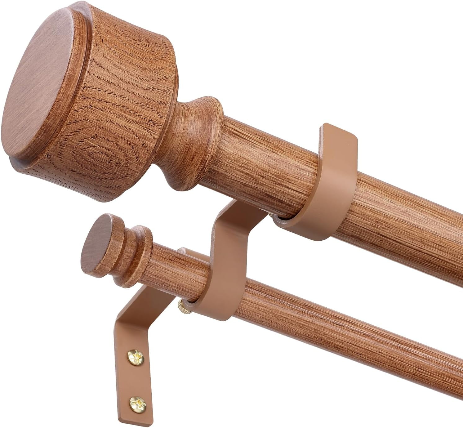 Wood Double Curtain Rods for Windows 36 to 72 Inch, Adjustable ...