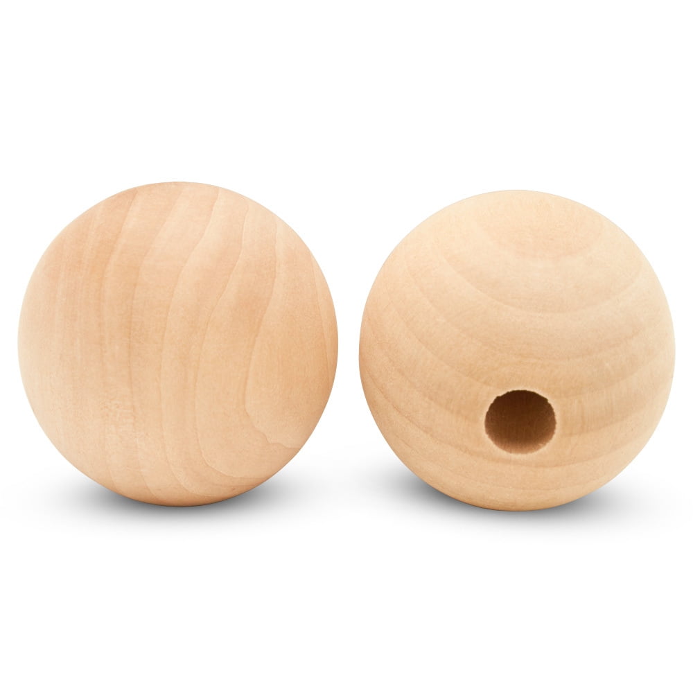 Wood Dowel Caps 2 inch Diameter with 1/2 inch Hole, 6 Unfinished Dowel ...