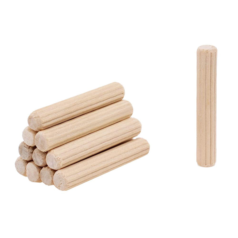 Wood Dowel Pins 1/4 in, 100-Count Straight Grooved Hardwood Pins for ...