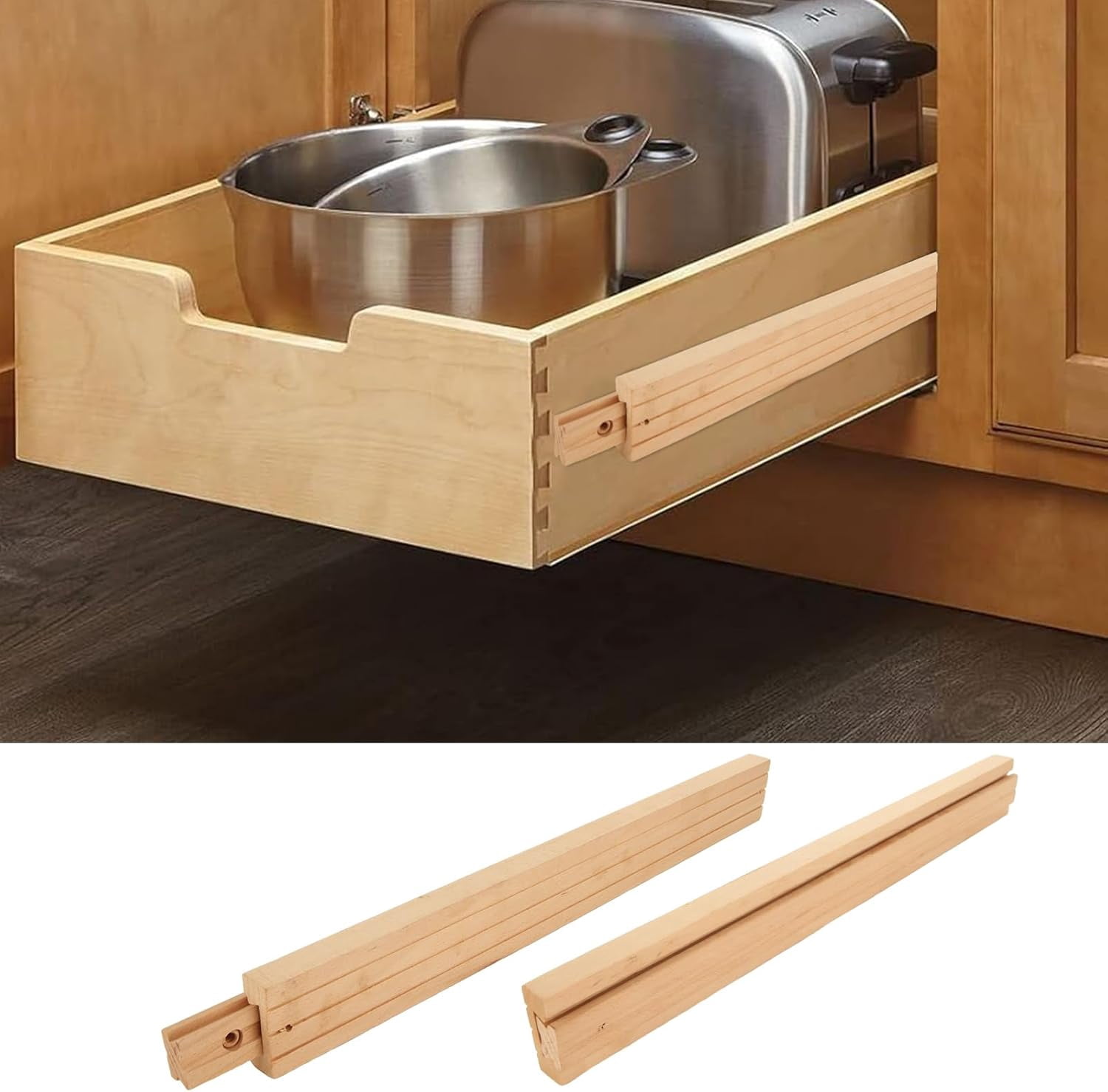 Wood Drawer Slides, Wooden Undermount Drawer Slide Classic Guide Center ...