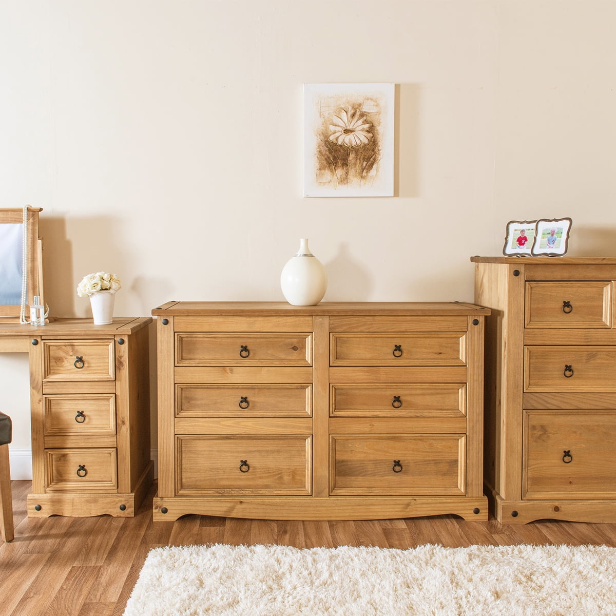 Solid Pine Wooden Dresser 3+3 Drawers Chest | Corona Furniture Dash ...