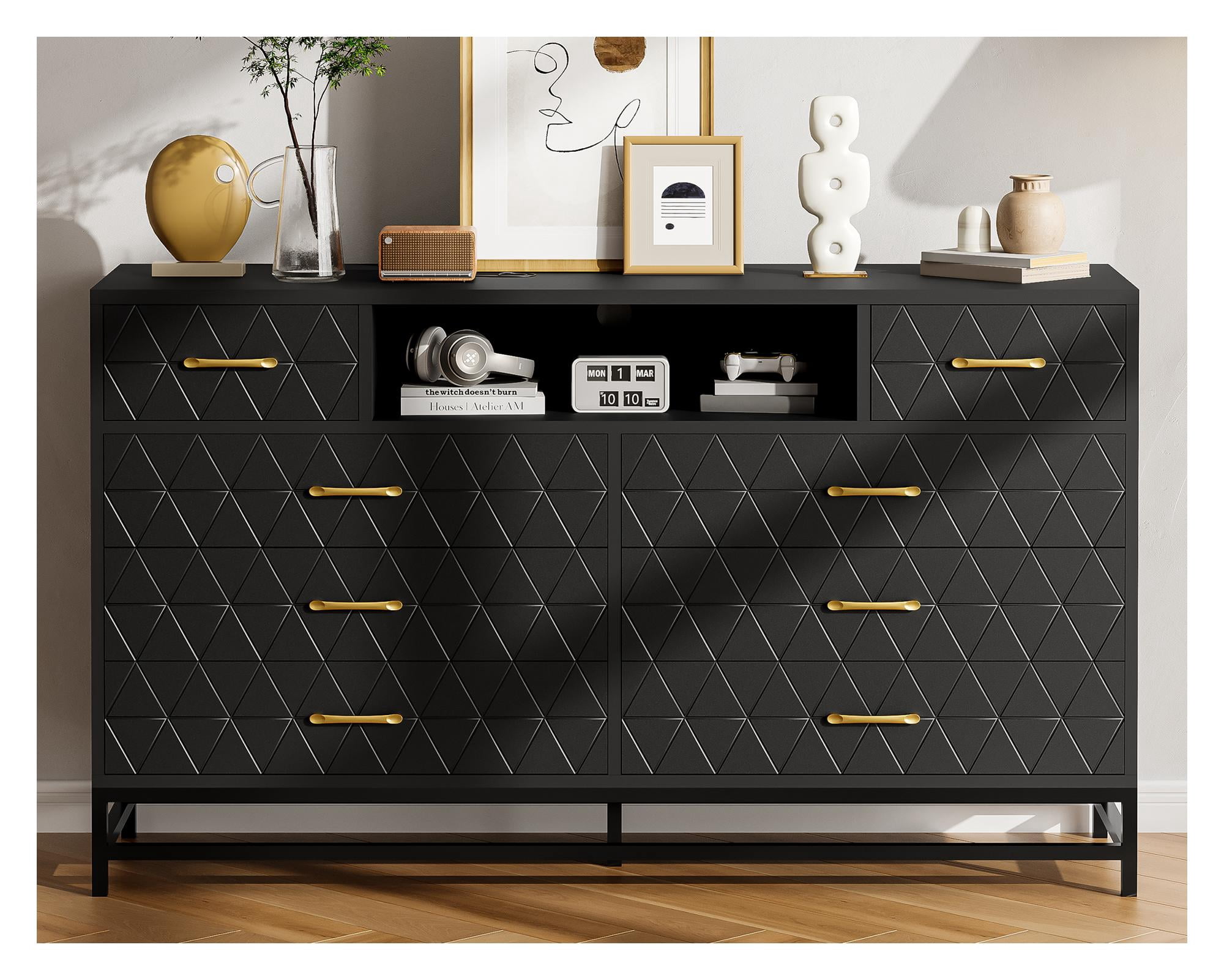 Wood Dressers for Bedroom with 8 Drawers, 55 Inch Wide Modern Chest of ...
