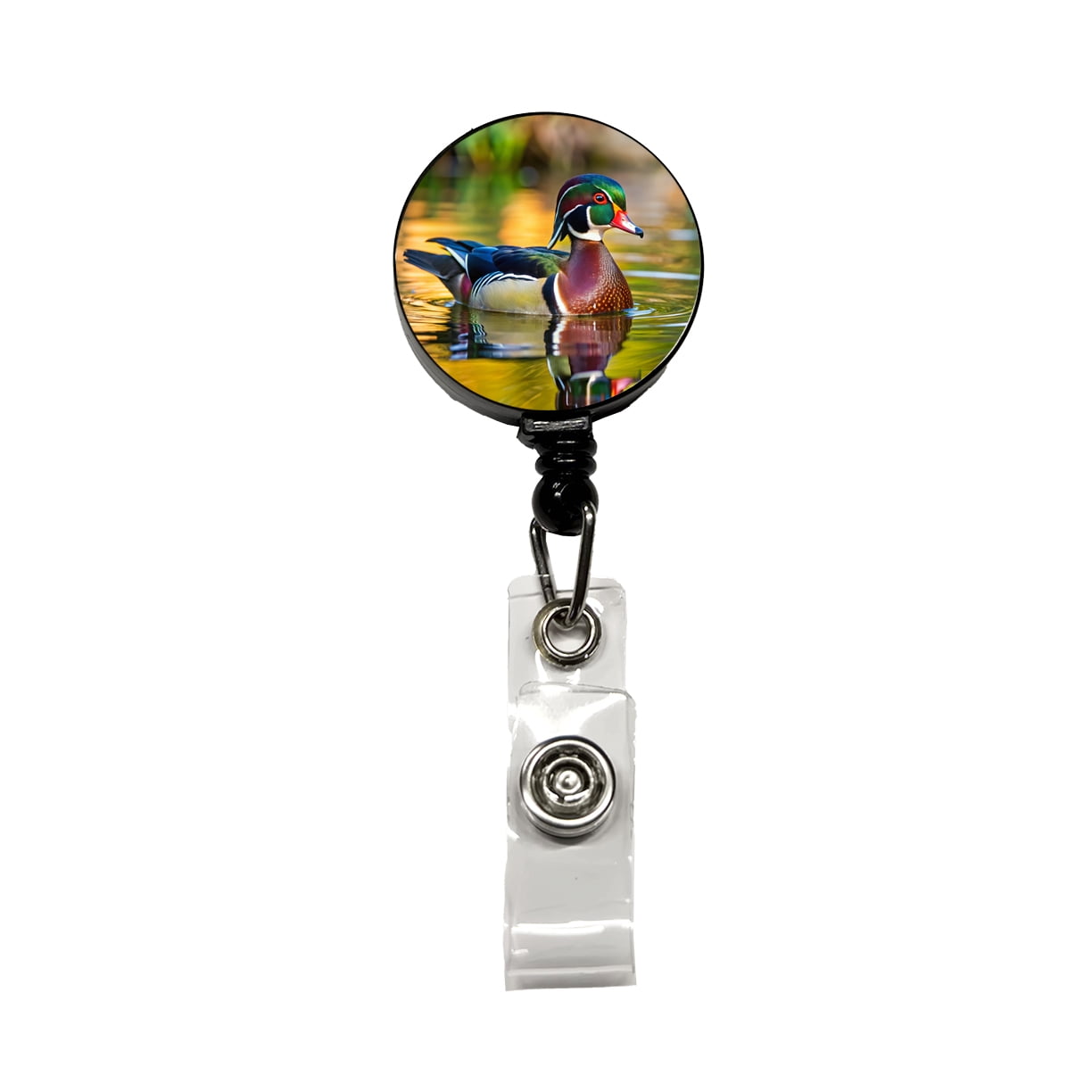 Wood Duck Retractable Reel ID Badge Key Card Name Tag Holder with Clip ...