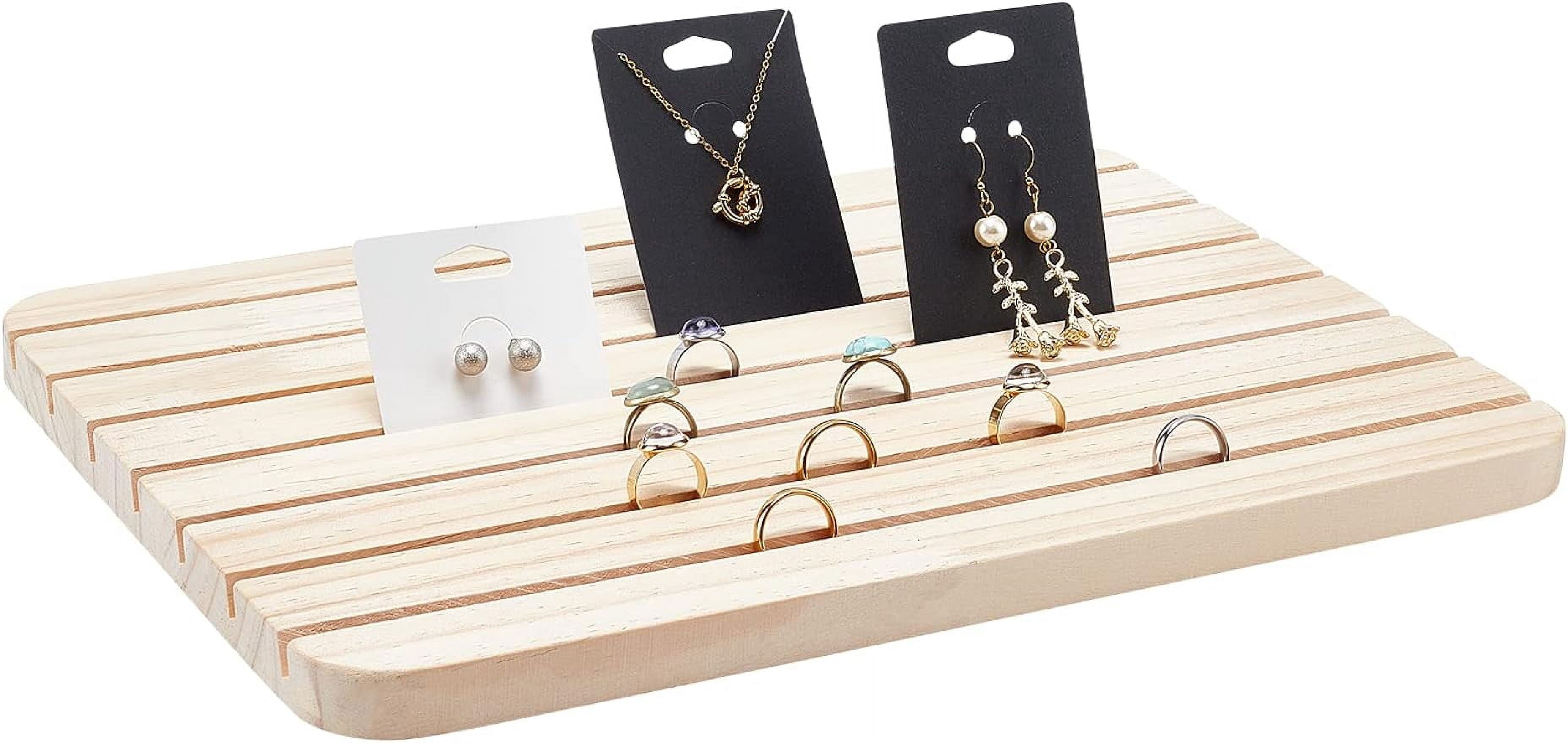 Wood Earring Display Stands 7 Slots Jewelry Business Card Holder for ...