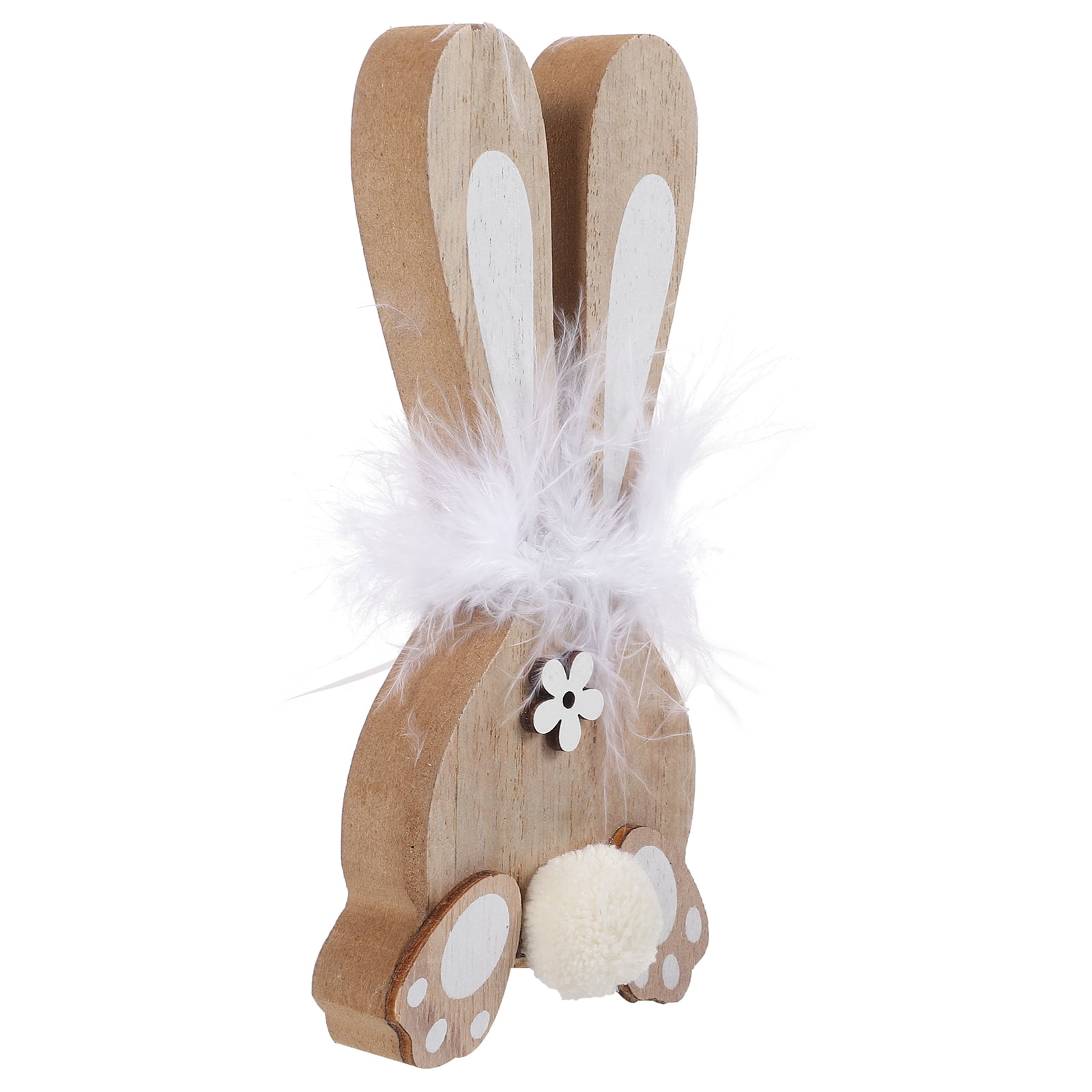 Wood Easter Bunny Figurine Fake Rabbit Statue Wooden Rabbit Decoration ...