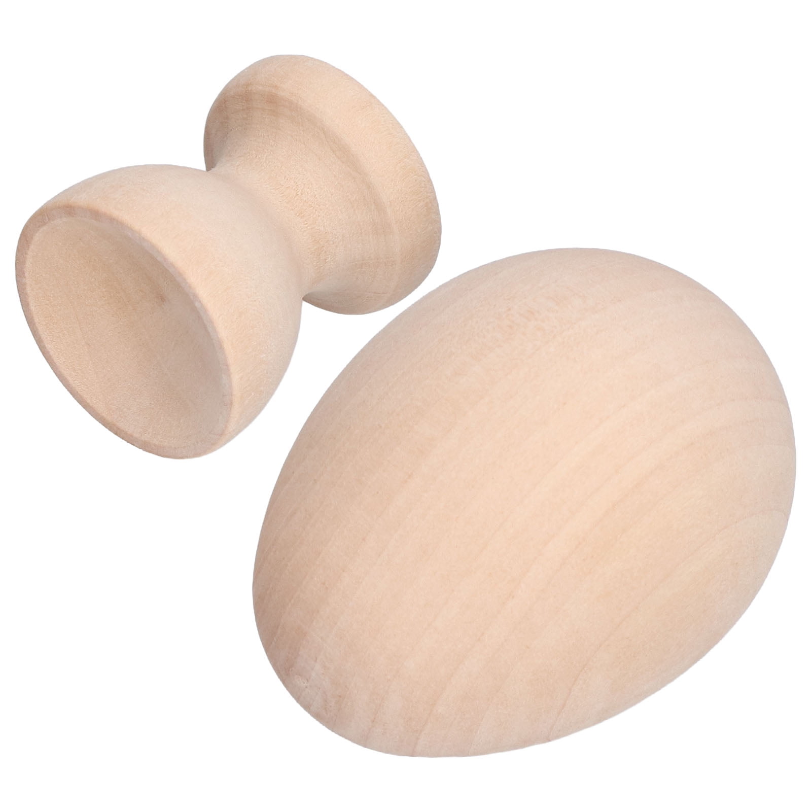 Wood Easter Egg Unpainted Wood Fake Artificial Egg with Egg Cup Holder ...