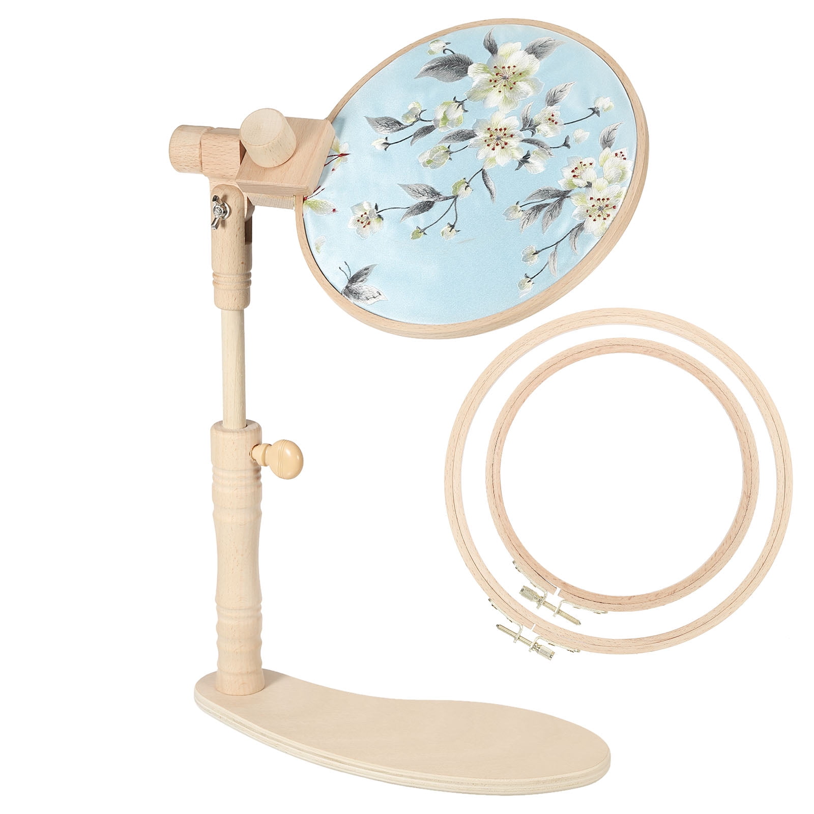 Wood Embroidery Stand with 2 Pcs 6" 8" Hoops Adjustable Rotated ...