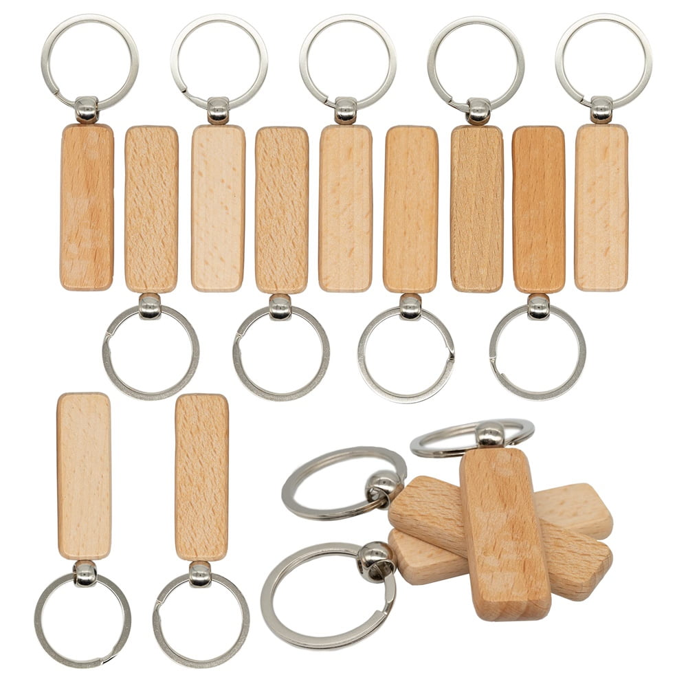Wood Engraving Blanks Rectangle Blank Wooden Key Chain for Keychains 20 ...
