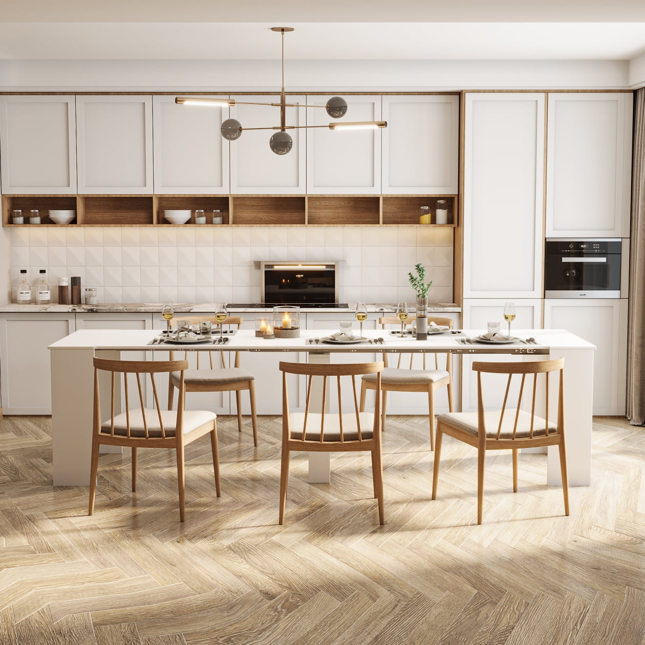 Wood Extendable Dining Table, Modern Extending Console Table Sofa Table ...