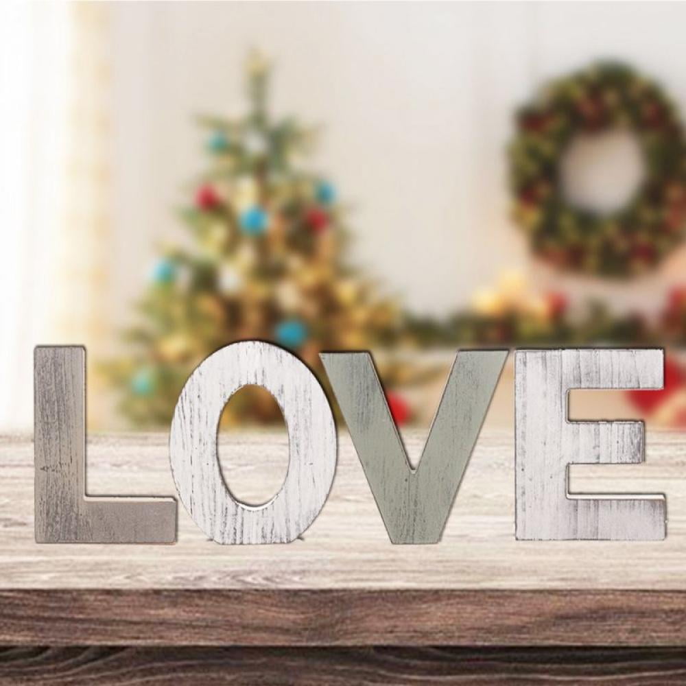 Wood Family Signs Wall Decor, Decorative Wooden Blocks Rustic Letters ...