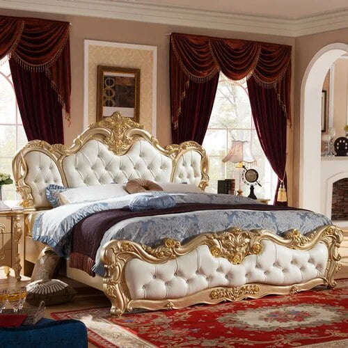 Wood Fancy Bed Frames Queen Mattress Headboard Master Bedroom Twin King ...