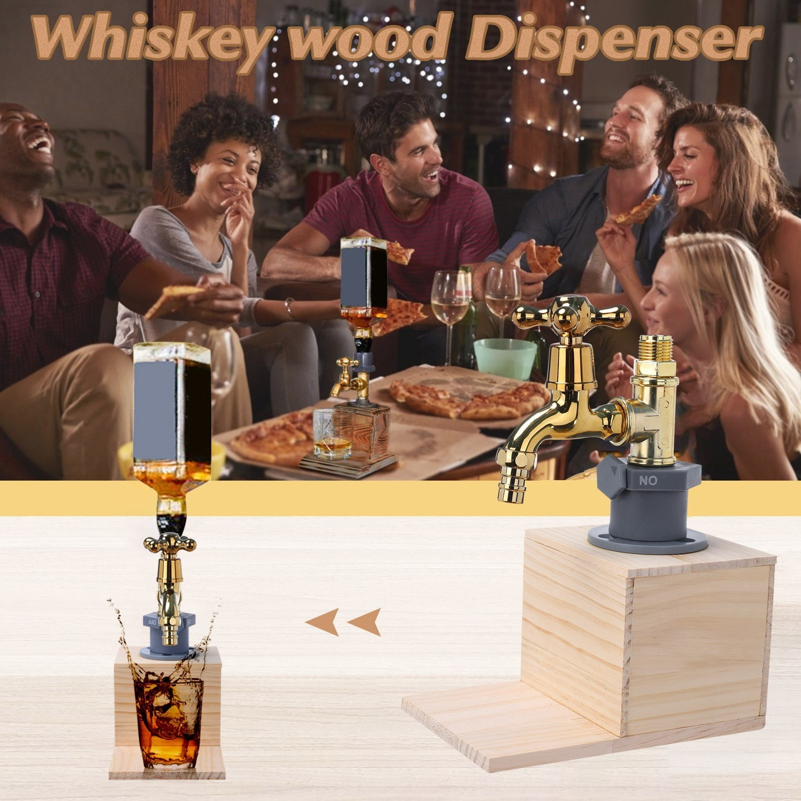 Wood Faucet Whisky Liquor Dispenser, Rustic Wine Alcohol Decanter ...