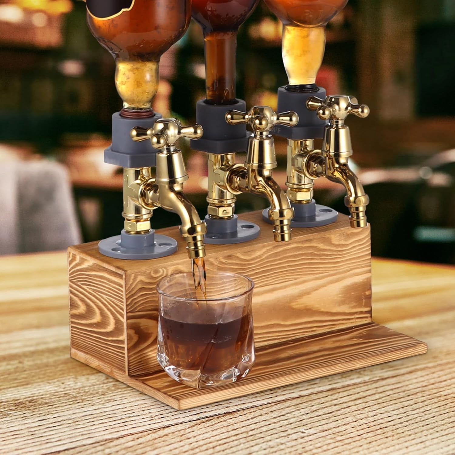 Wood Faucet Whisky Liquor Dispenser, Rustic Wine Alcohol Decanter ...